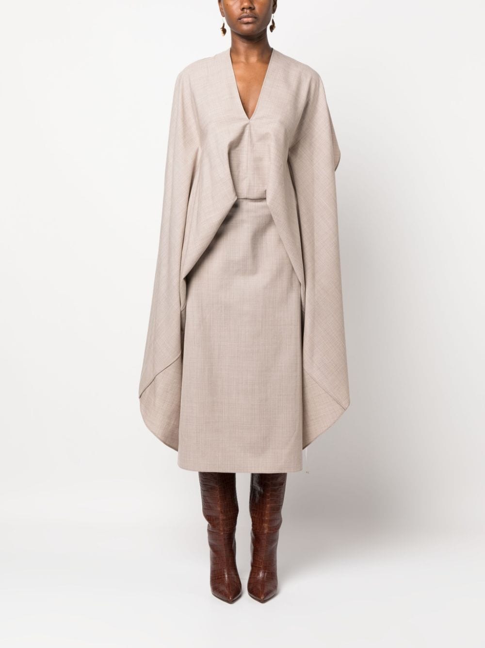 FENDI FENDI Cut-Out Draped Wool Dress