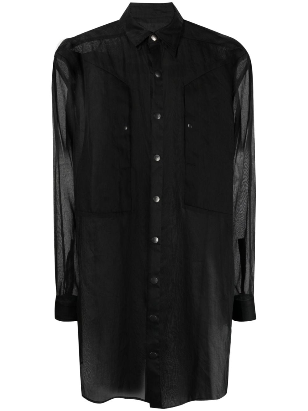 Rick Owens Jumbo Fogpocket Semi-Sheer Shirt - Black - 32% Off | Editorialist