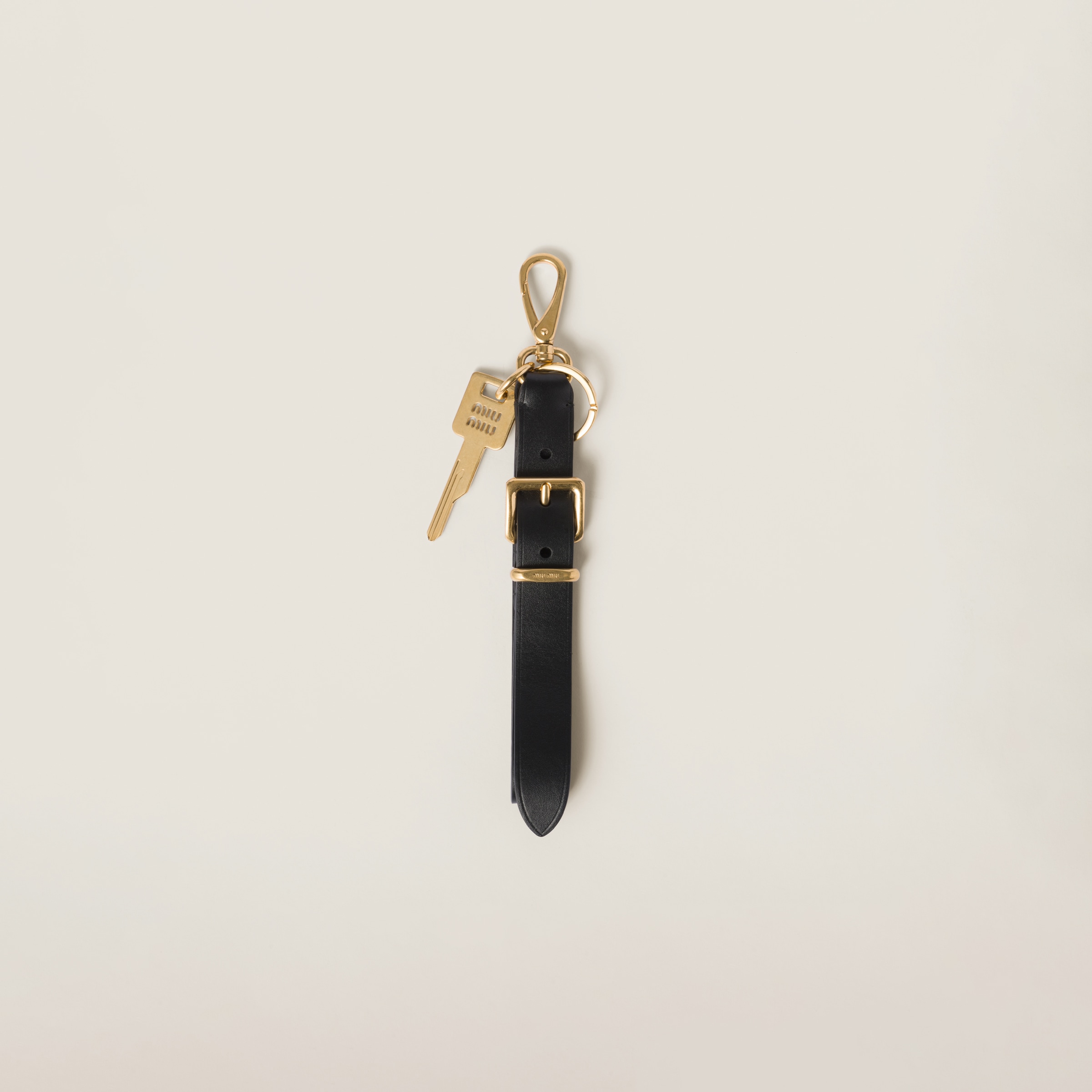 Miu Miu Leather Key Ring - Black | Editorialist