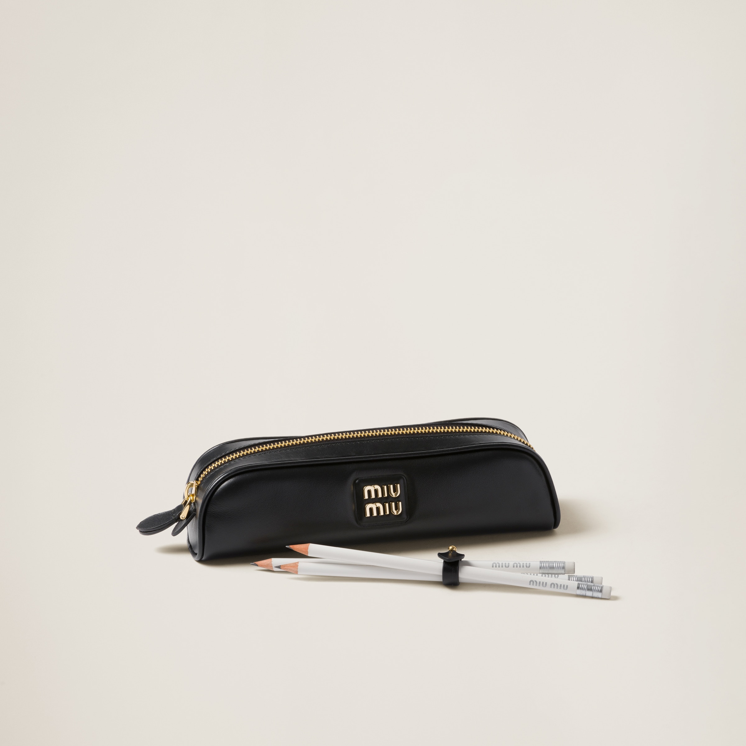 Miu Miu Leather Pencil Case - Black | Editorialist