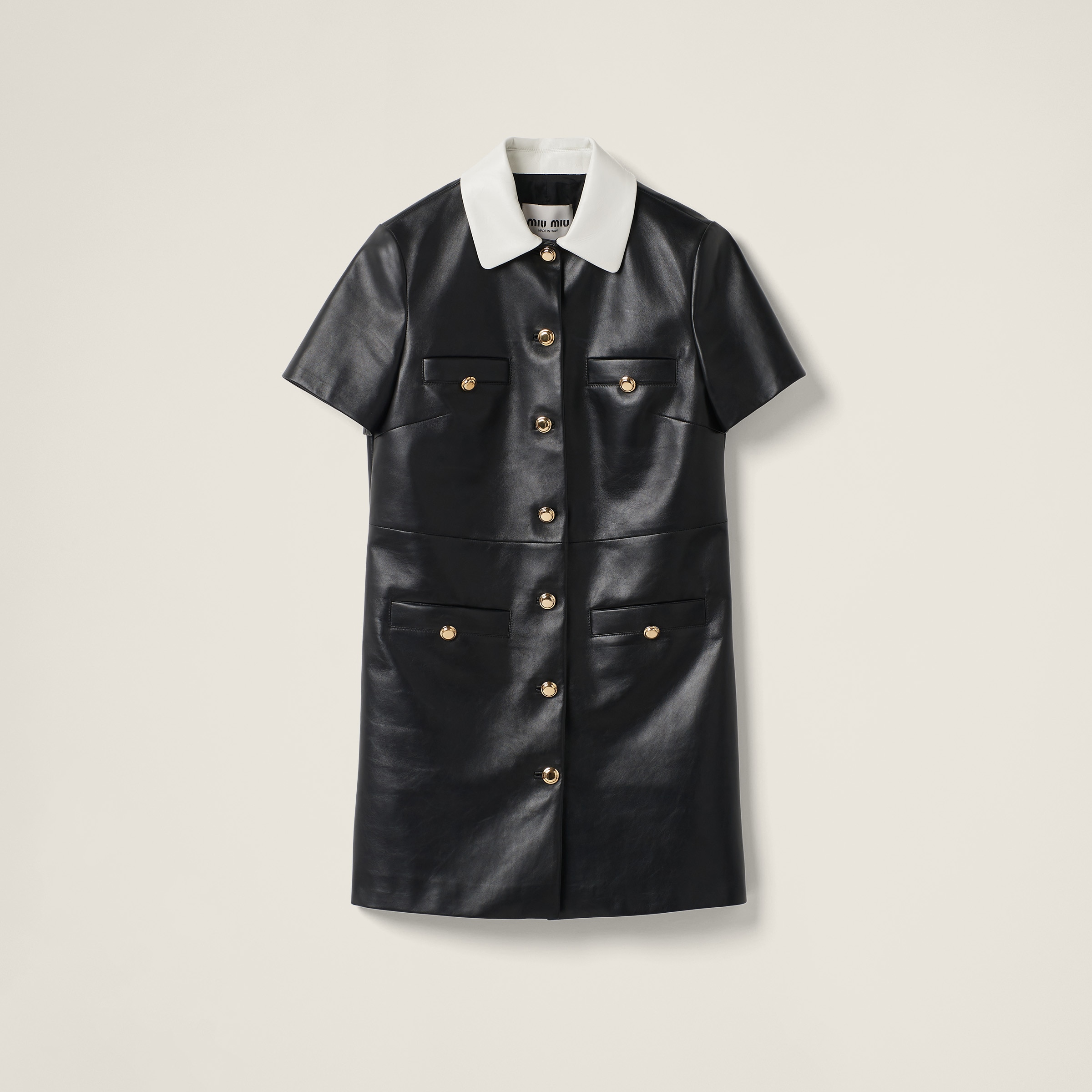 Miu Miu Nappa Leather Dress - Black | Editorialist Miu Miu Nappa Leather Dress - Black | Editorialist