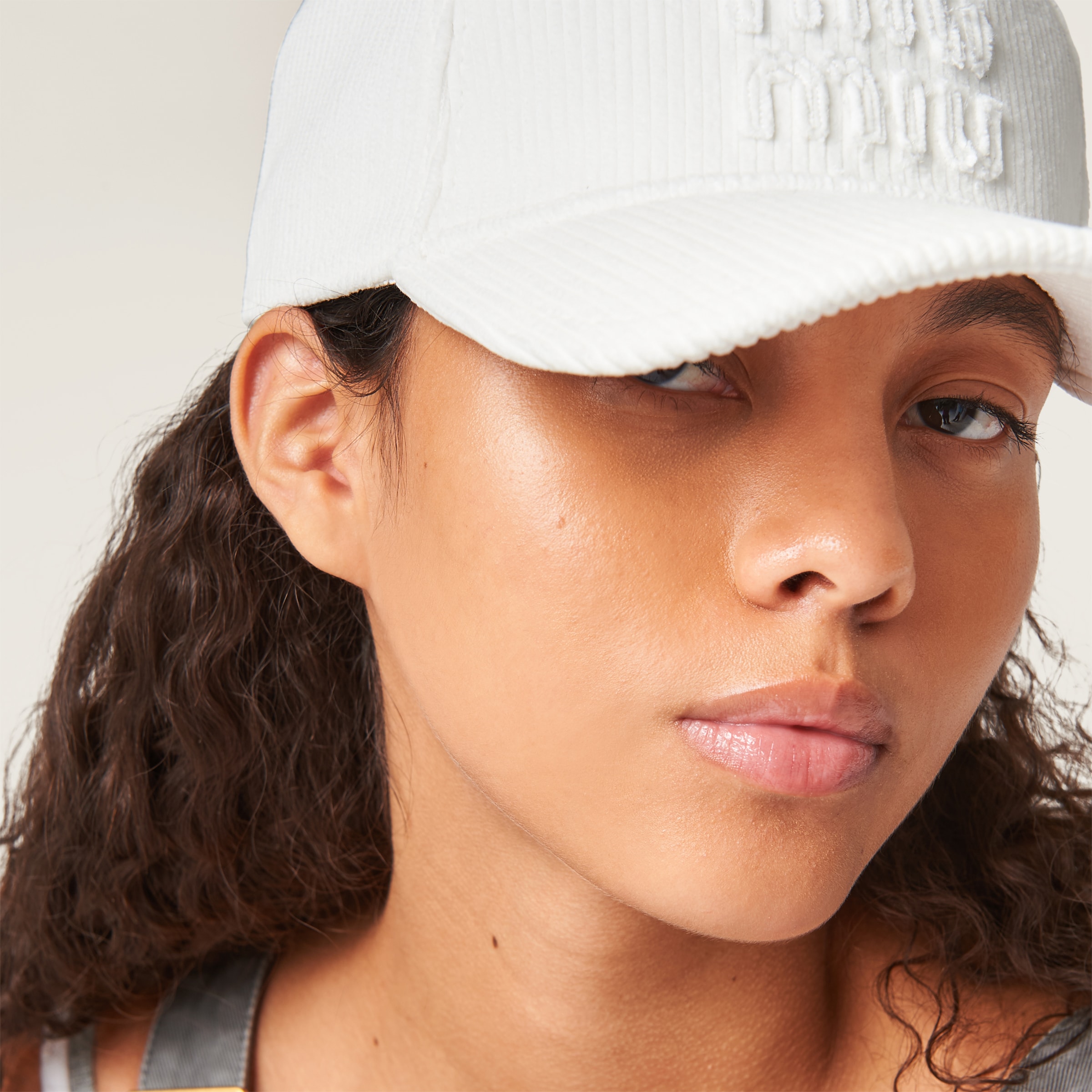 Miu Miu Velvet Baseball Cap - White | Editorialist
