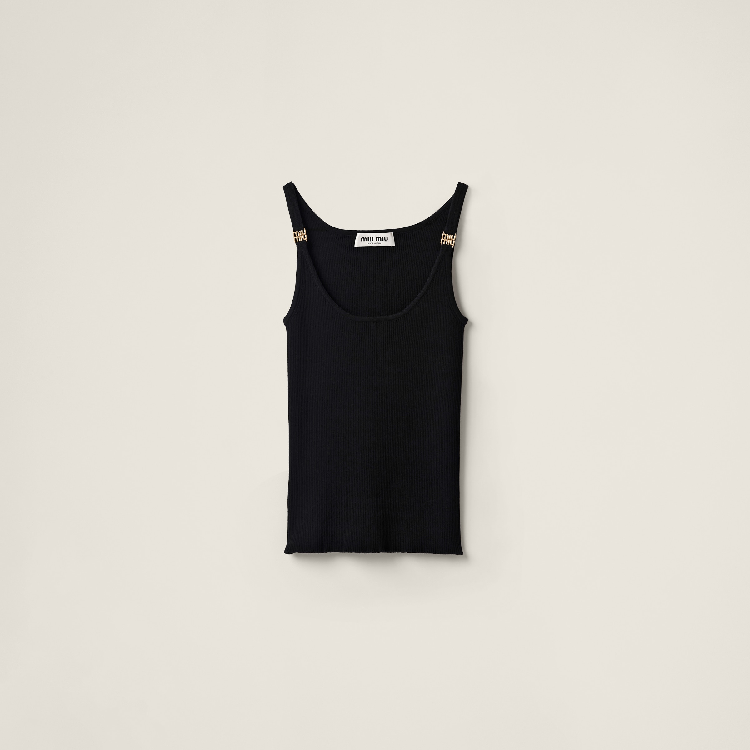 Miu Miu Knit Tank Top - Black | Editorialist