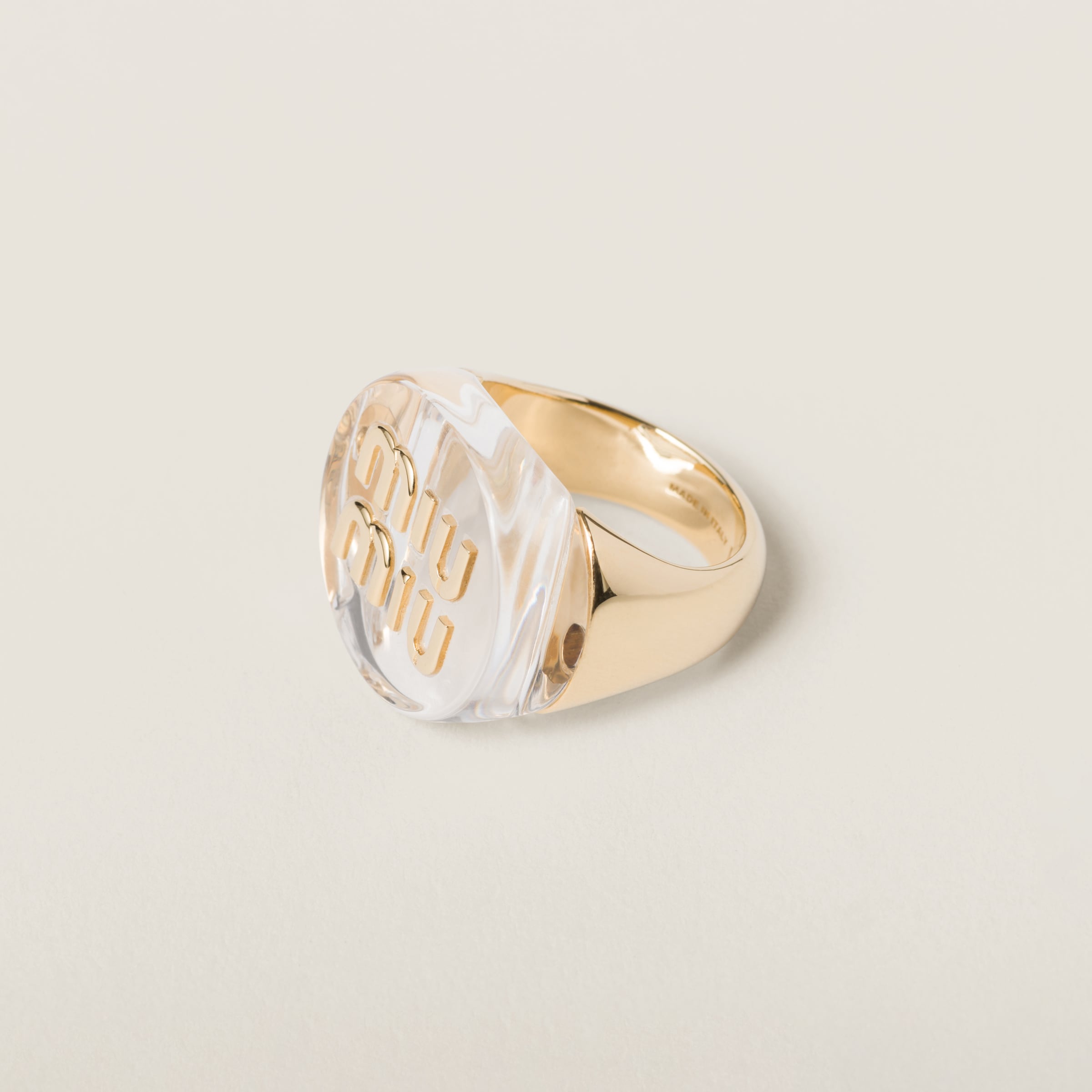 Miu Miu Plexiglas And Metal Ring - Gold/Transparent | Editorialist