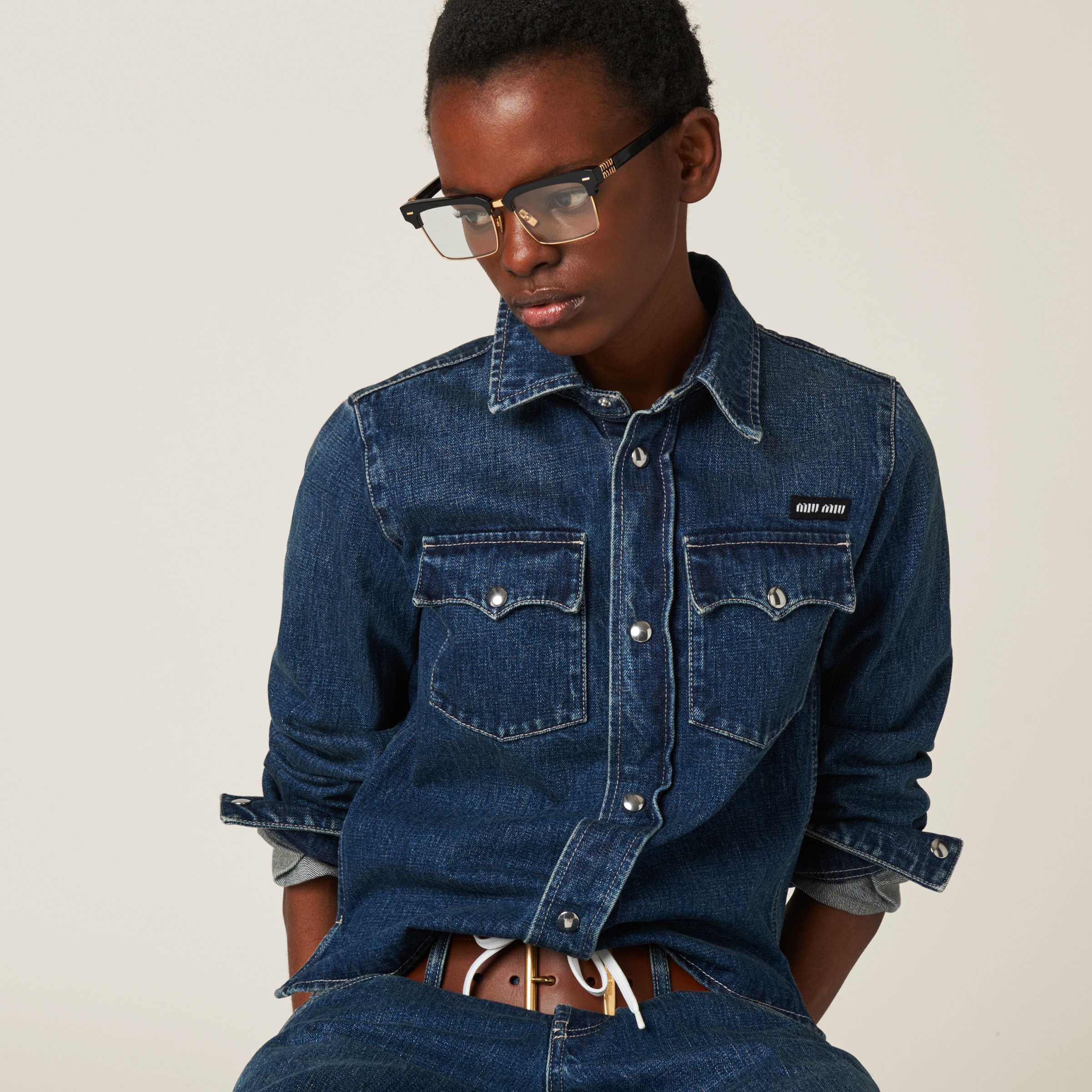 Miu Miu Denim Shirt - Navy | Editorialist