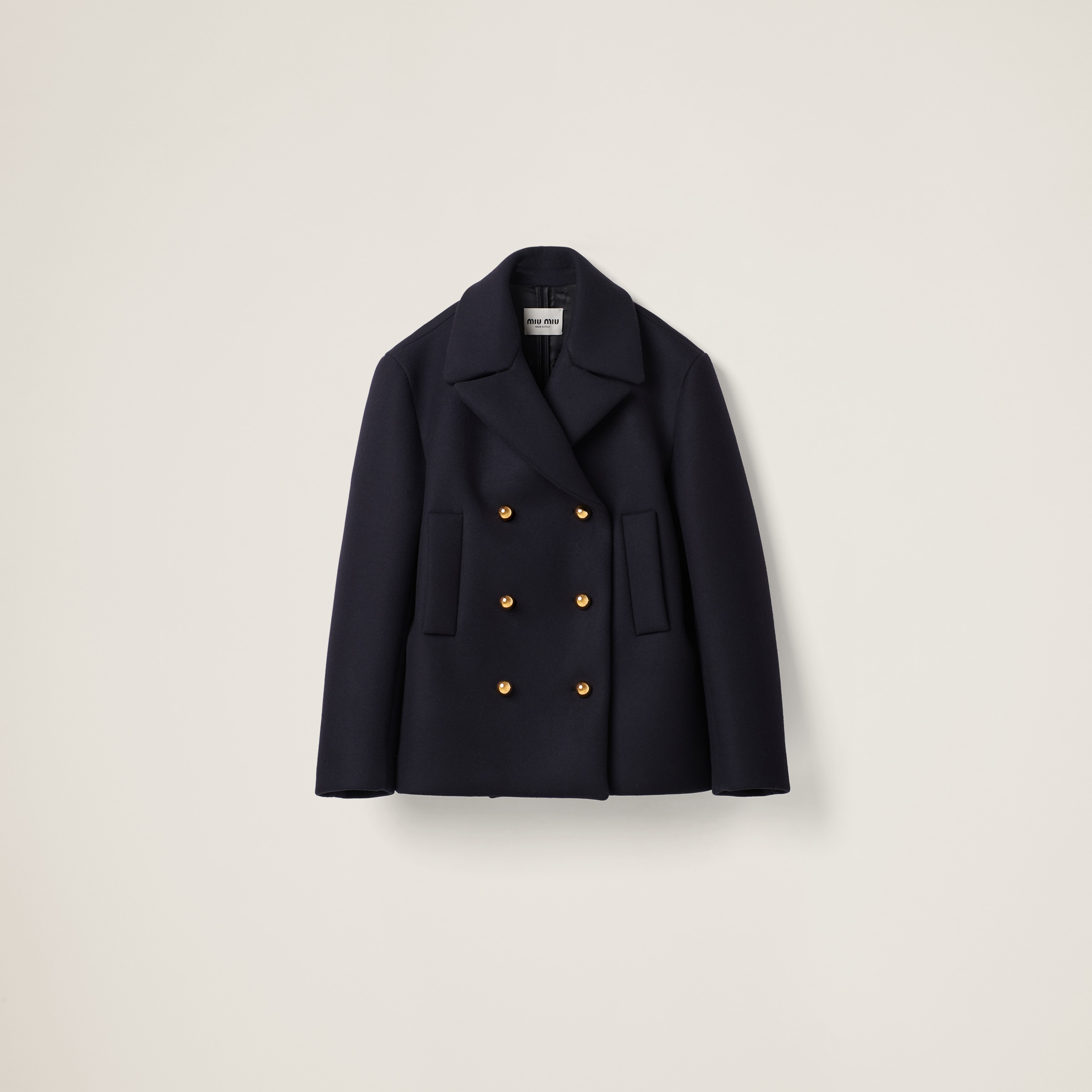 Miu Miu Double-Breasted Peacoat - Navy | Editorialist