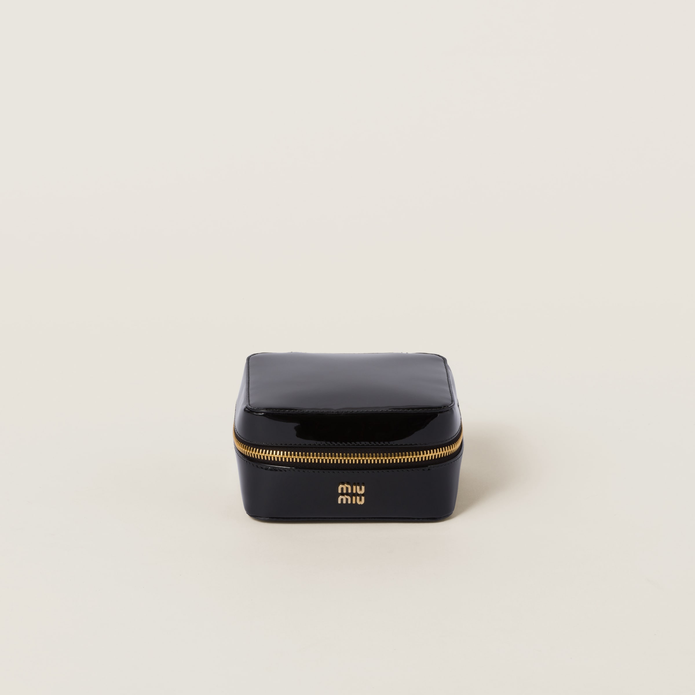 Miu Miu Leather And Patent Leather Jewelry Travel Case - Black