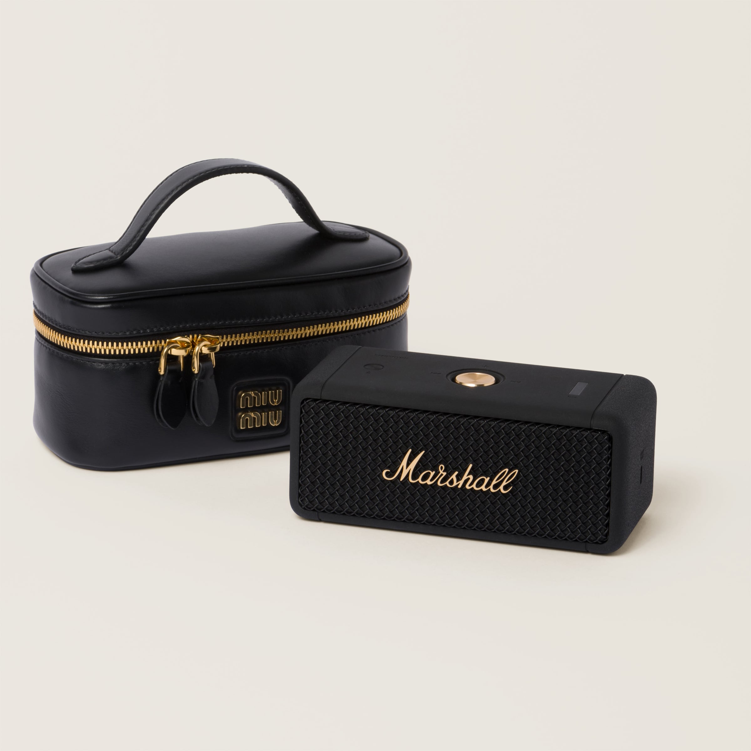 Miu Miu Marshall X Speaker With Leather Case - Black | Editorialist