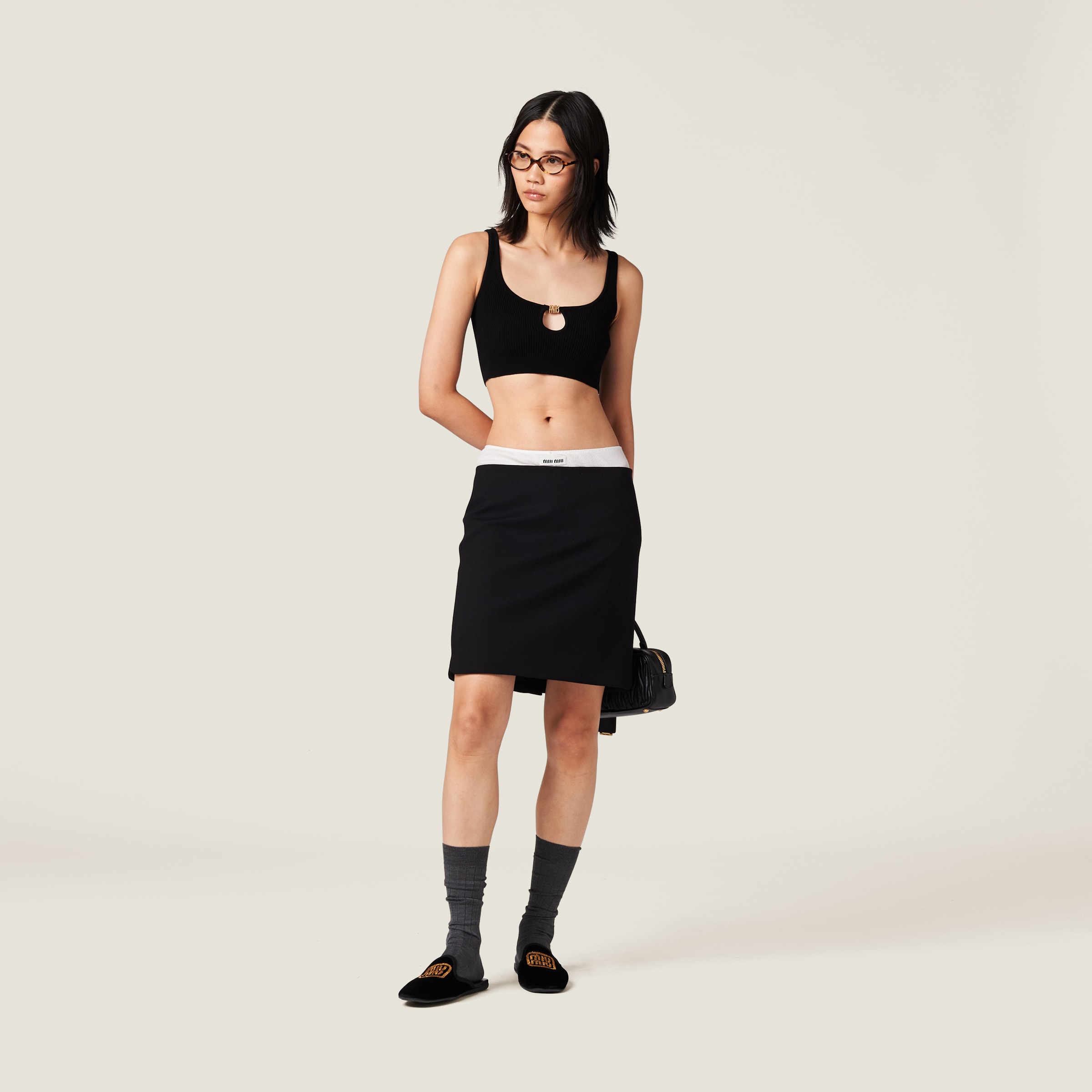 Miu Miu Viscose Top - Black | Editorialist