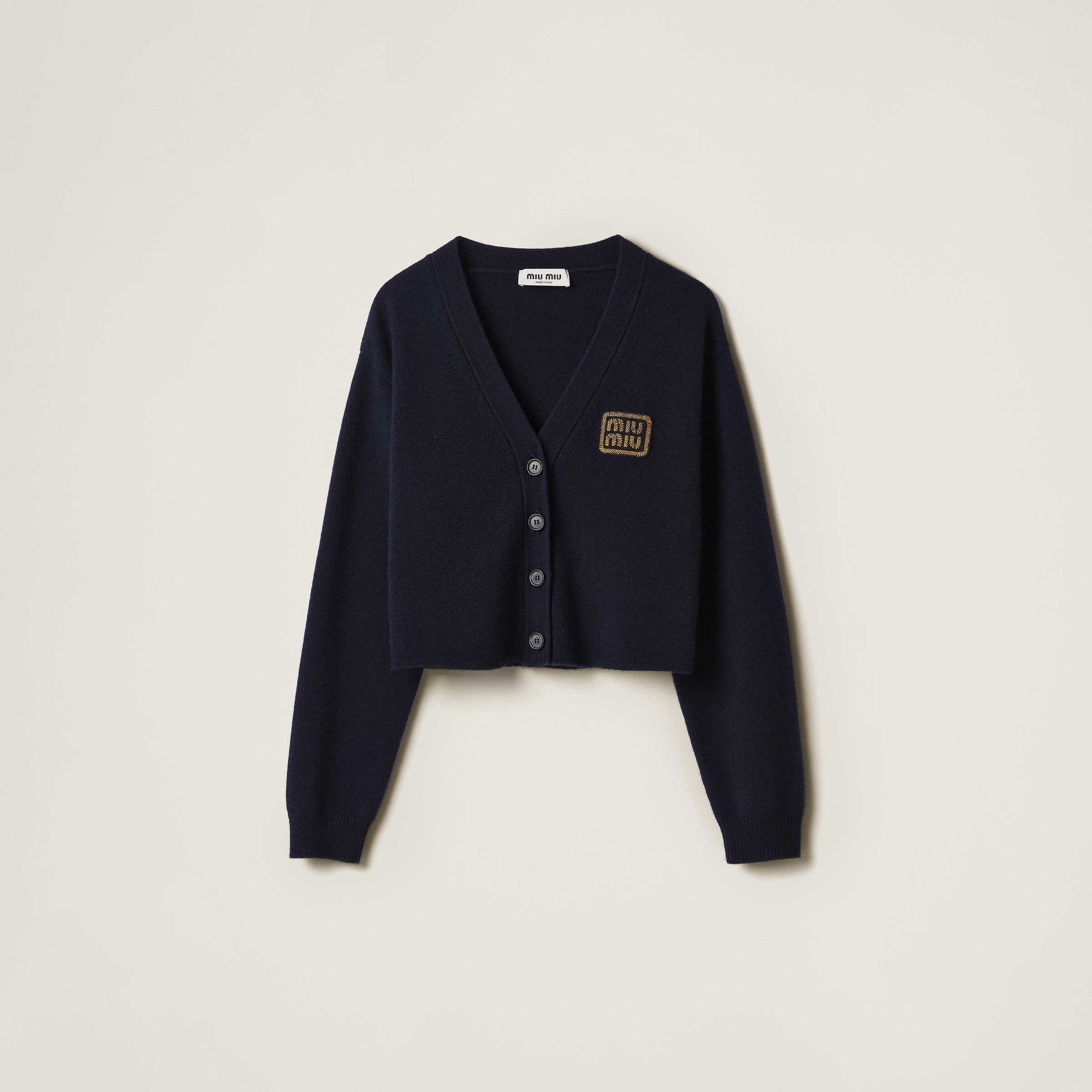Miu Miu Blue Cardigan Miu Miu Cashmere Knit Cardigan Navy Editorialist