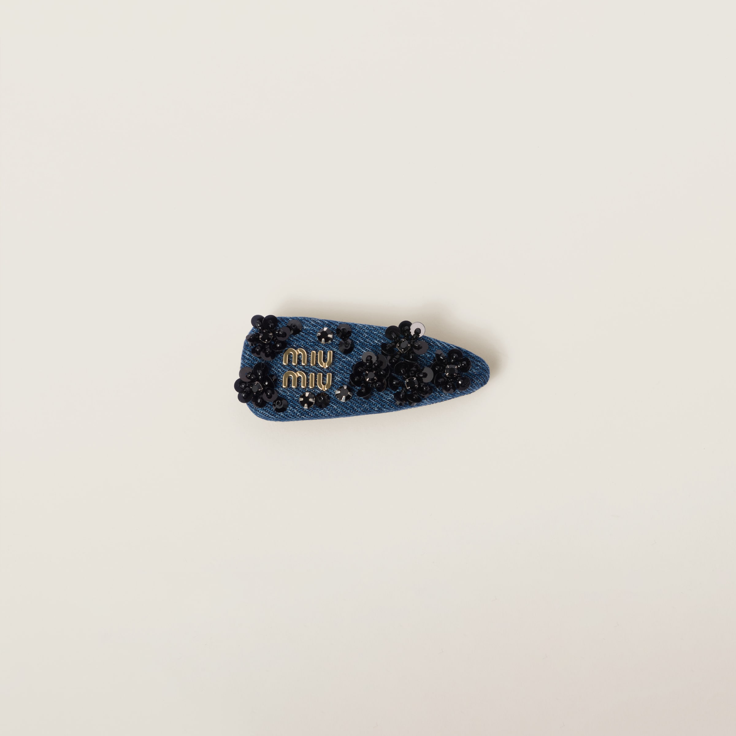 Miu Miu Denim Hair Clip - Blue/Black | Editorialist display picture 2