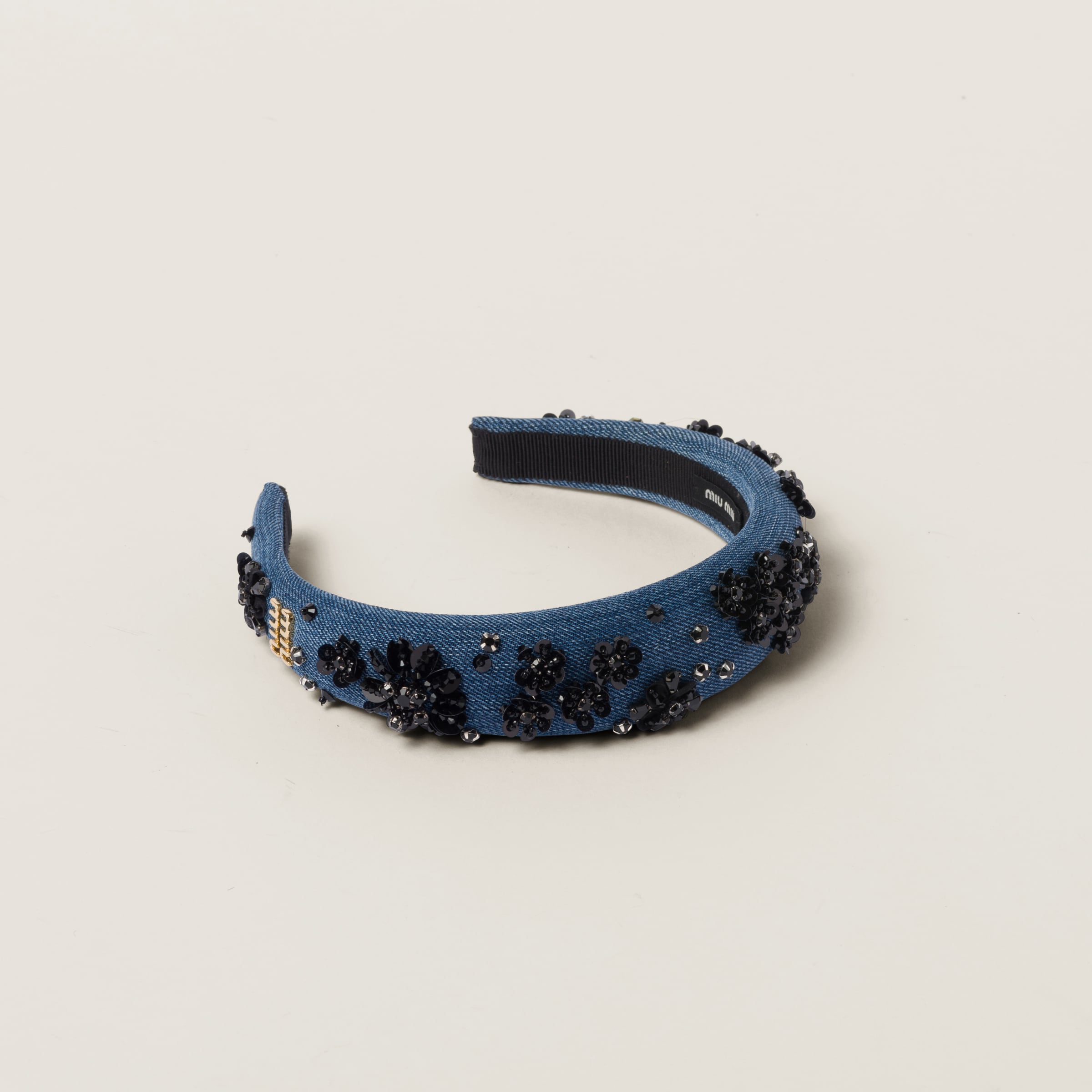 Miu Miu Denim Headband - Blue/Black | Editorialist