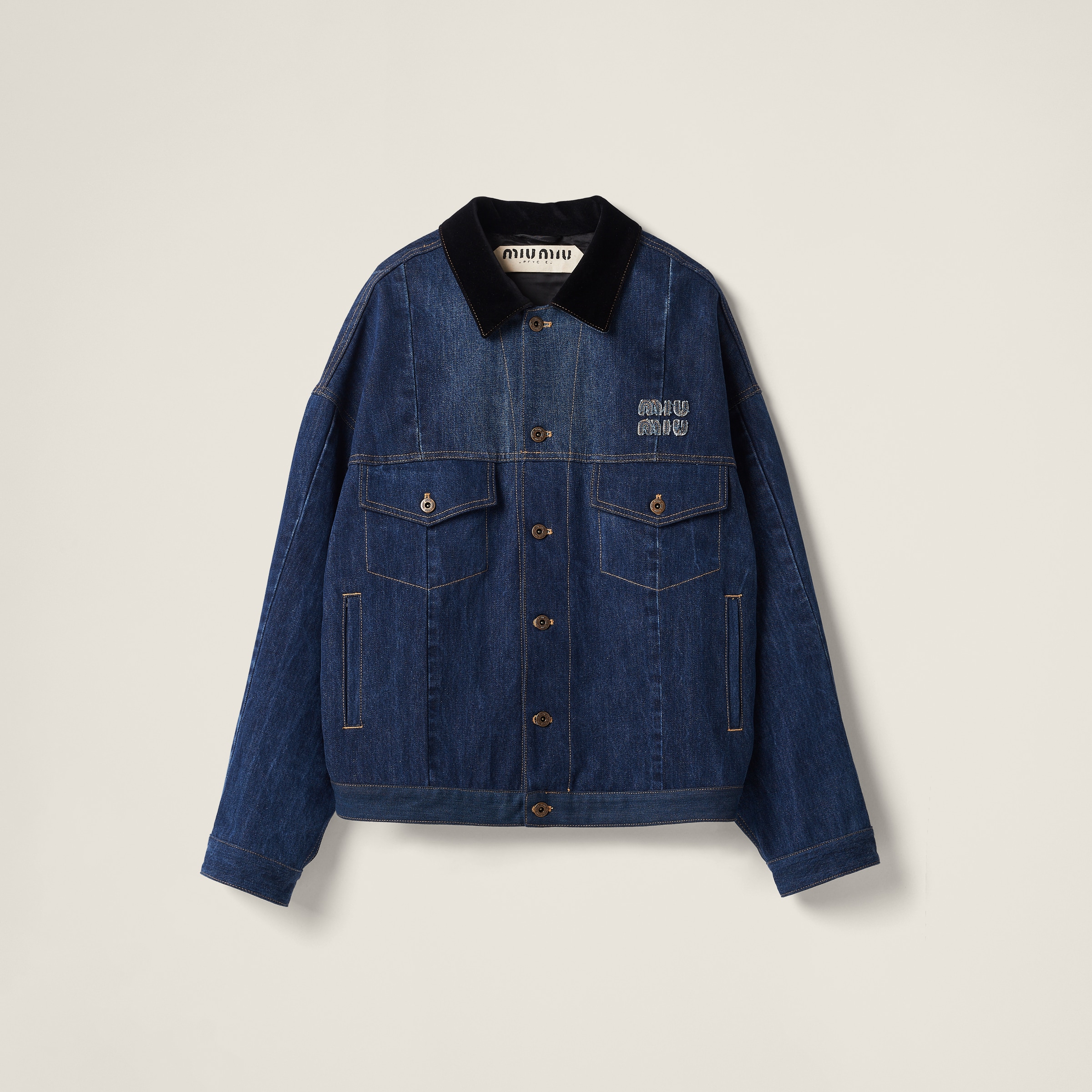 Miu Miu Denim Trucker Jacket - Navy | Editorialist