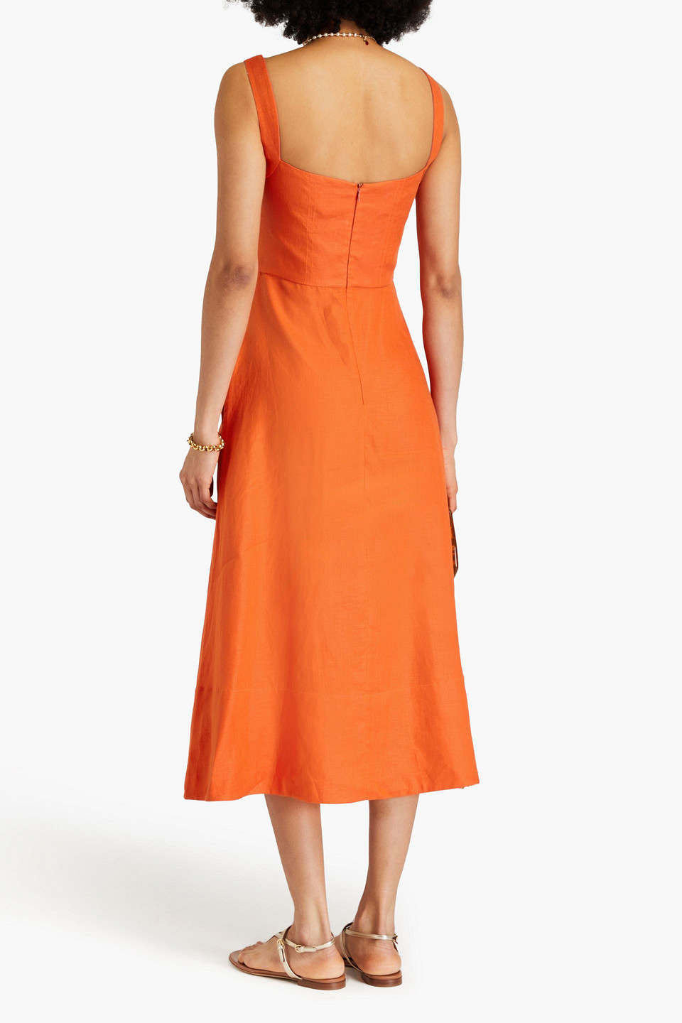 Saloni Rachel Linen Midi Dress In Orange - 55% Off | Editorialist Saloni Rachel Linen Midi Dress In Orange - 55% Off | Editorialist