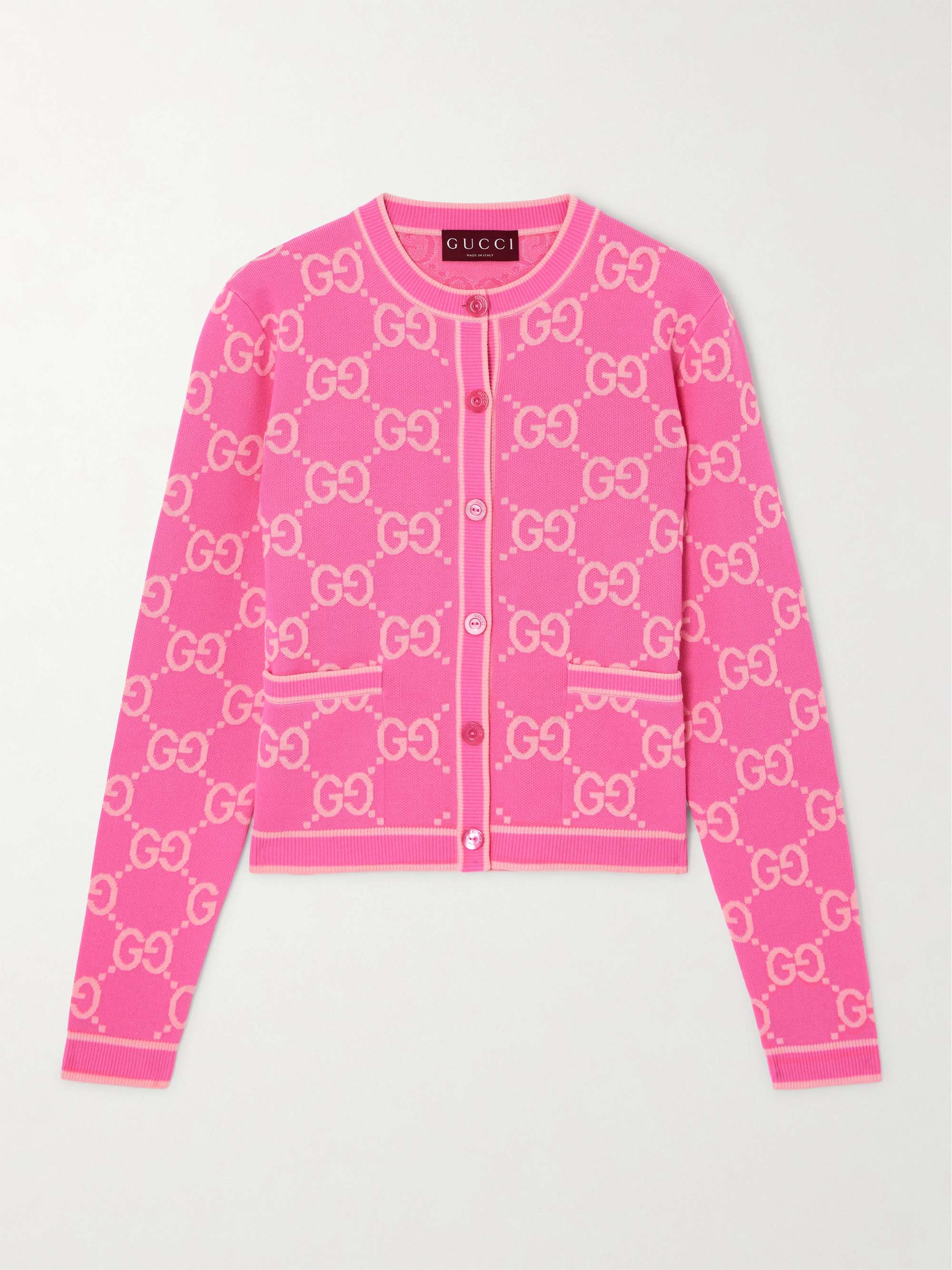 Gucci Jacquard-Knit Cotton Cardigan - Pink | Editorialist