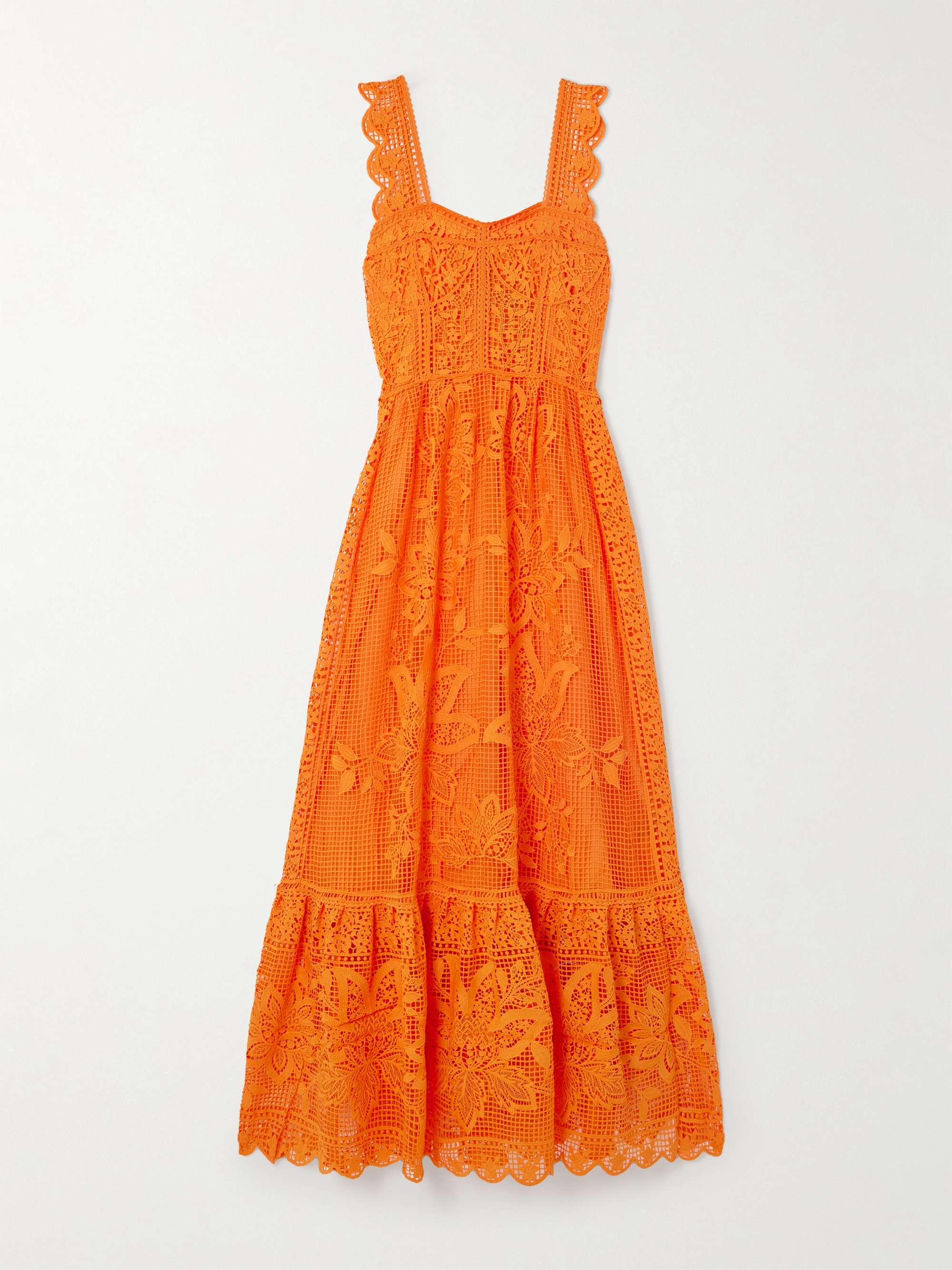 Farm Rio Scalloped Guipure Lace Maxi Dress In Orange - 50% Off |  Editorialist