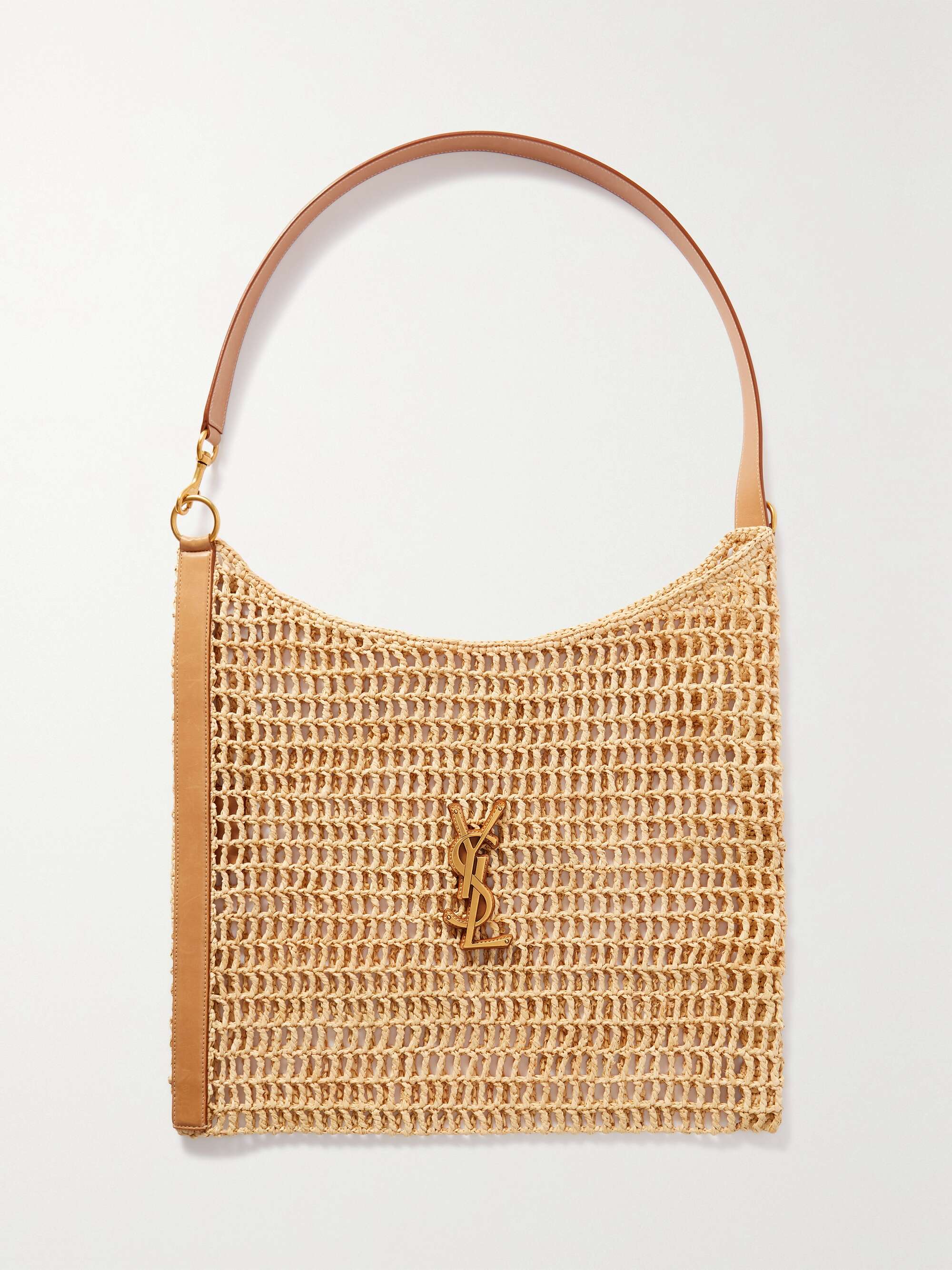 Saint Laurent Oxalis Raffia Shoulder Bag - Neutrals | Editorialist