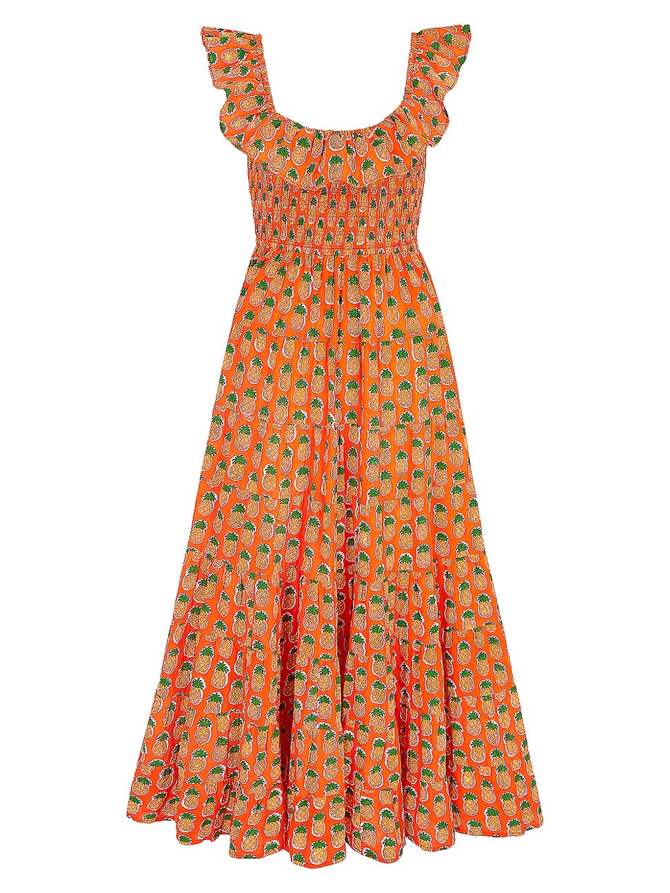 pink city prints susie dress Susie Dress | Yellow & Pink Floral Midi | Block Print Cotton