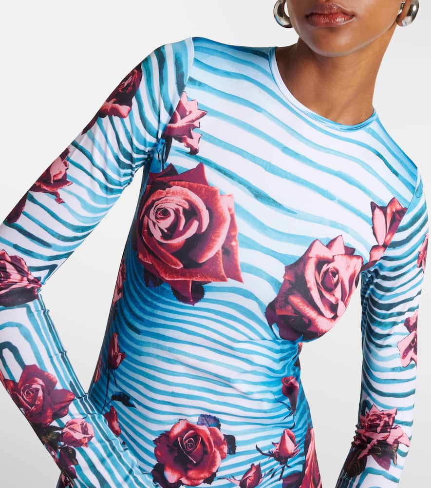 Jean Paul Gaultier Flower Body Morphing Long Sleeve Dress - White Navy &  Aqua - 64% Off | Editorialist