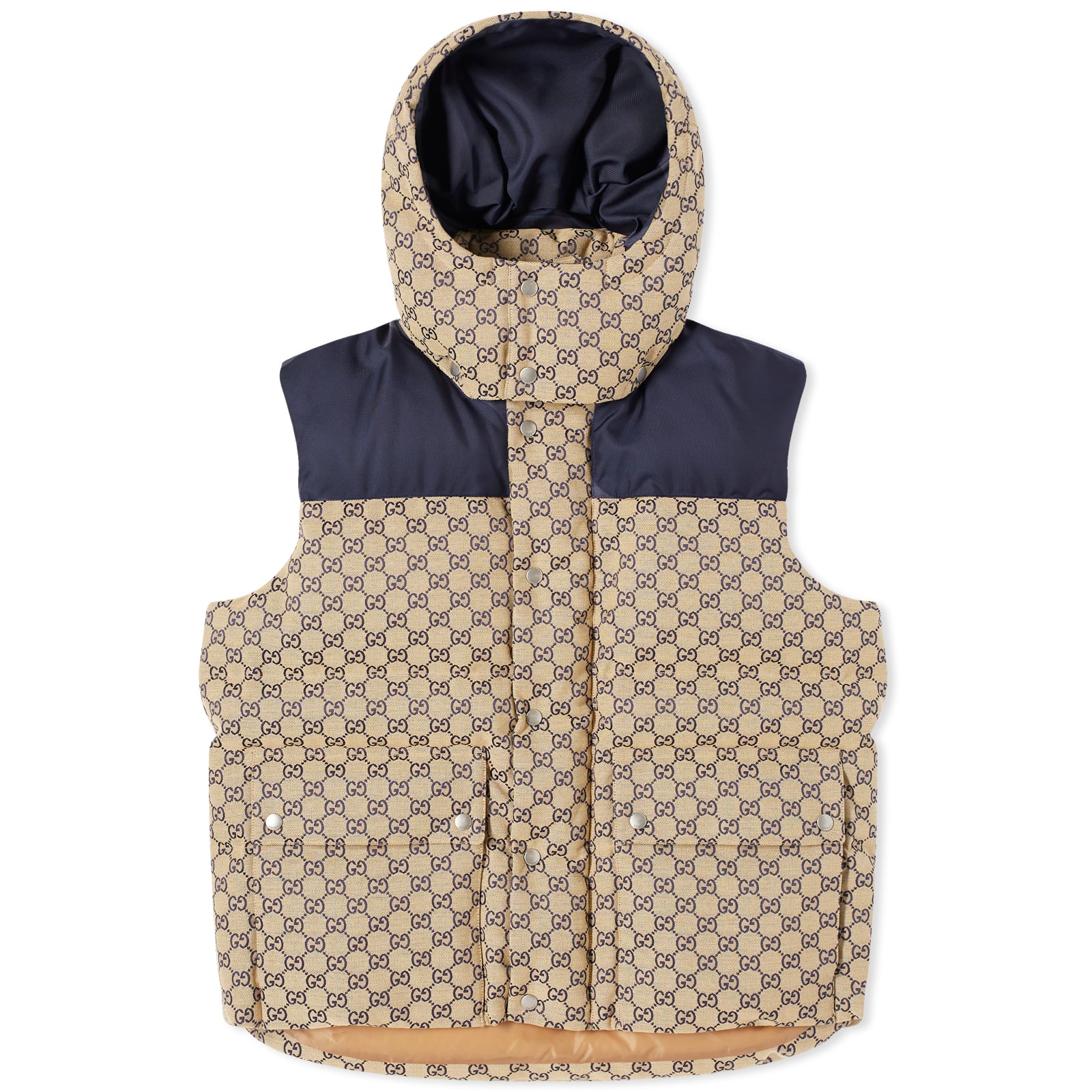 Gucci Gg Panel Down Vest - Beige | Editorialist