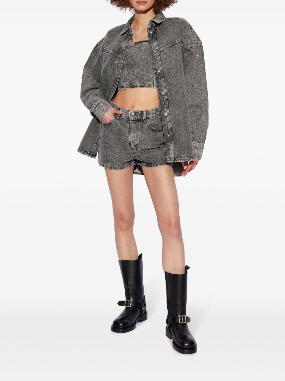 ROTATE BY BIRGER CHRISTENSEN ROTATE BIRGER CHRISTENSEN Acid-Wash Denim Shorts