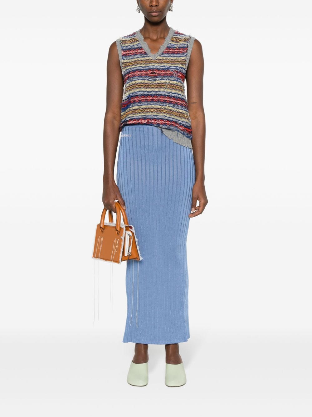 MARNI Marni jacquard-logo ribbed maxi skirt