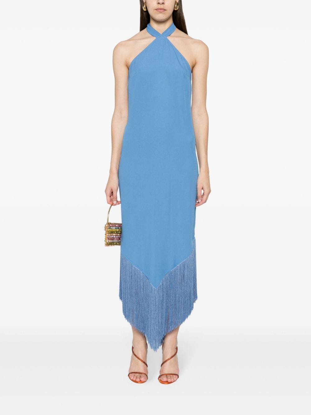 TALLER MARMO Halterneck Fringed Maxi Dress