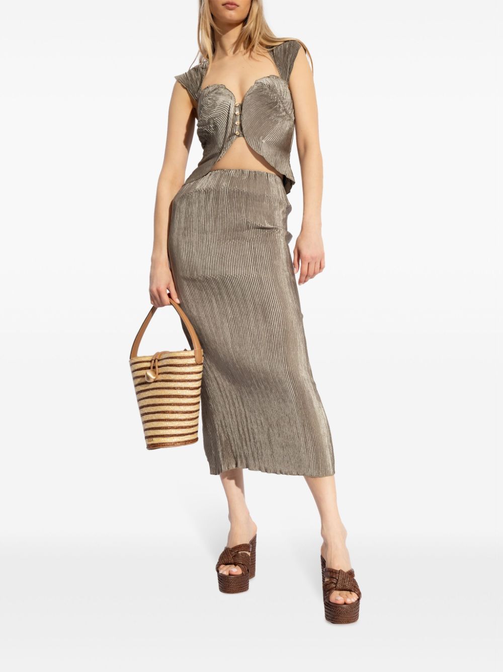 CULT GAIA Cult Gaia milli sweetheart-neck pleated top