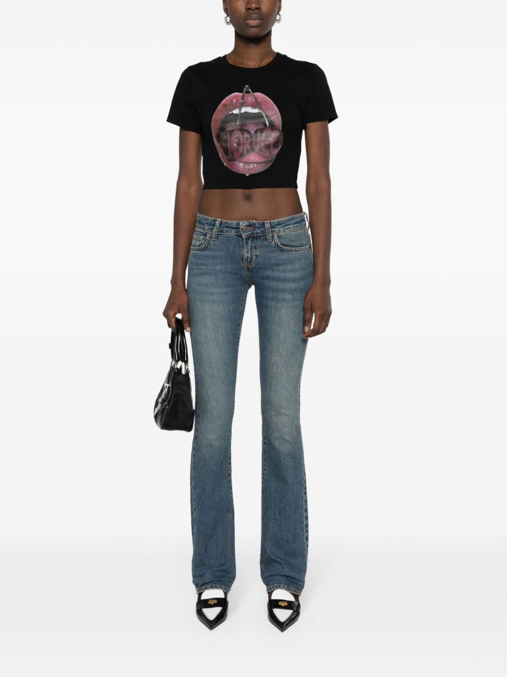FIORUCCI Graphic-Print Cropped T-Shirt