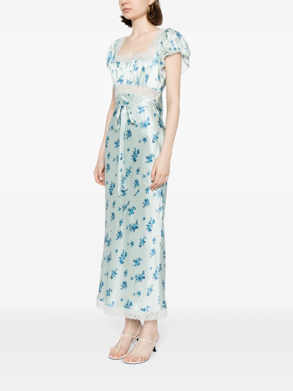 clarisse silk dress reformation Reformation Clarisse Floral Silk Dress - Green