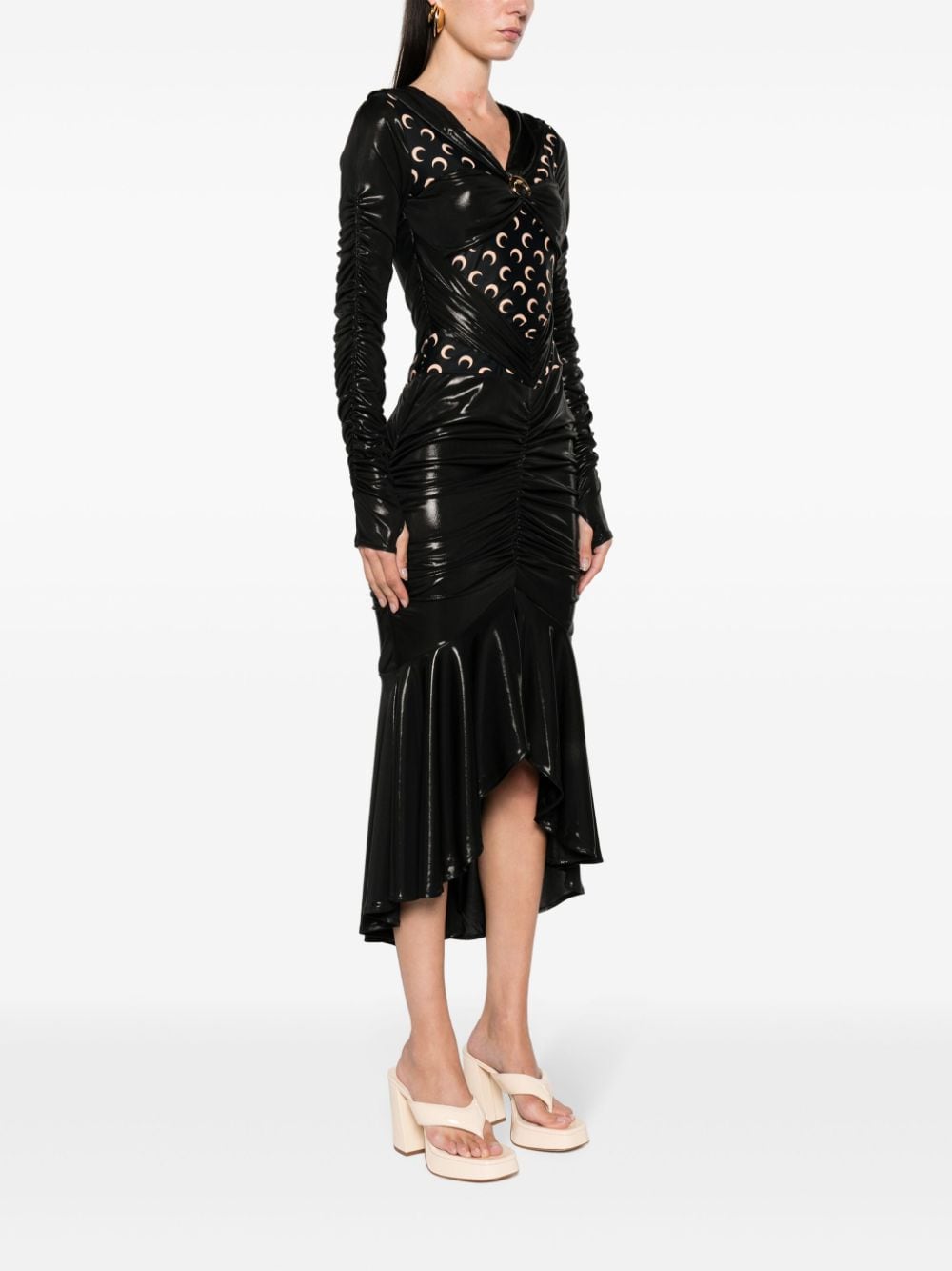 MARINE SERRE Marine Serre Regenerated Draped Midi Dress