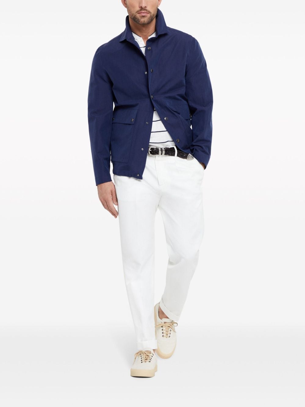 BRUNELLO CUCINELLI linen-silk shirt jacket