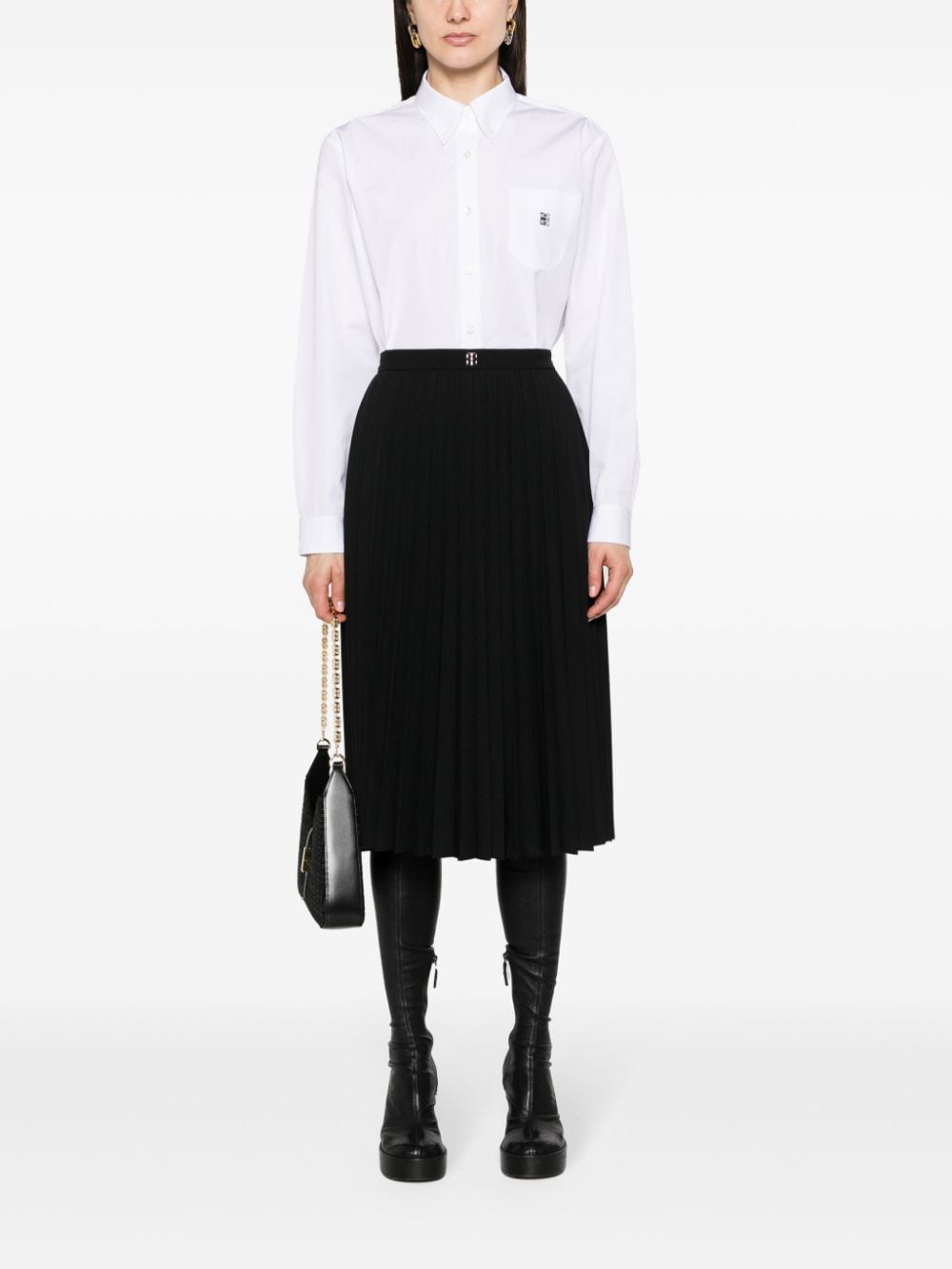 GIVENCHY Givenchy 4G-Plaque Pleated Midi Skirt