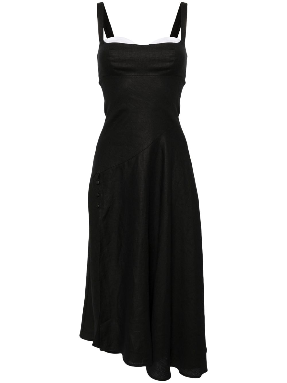 Reformation Bekki Linen Midi Dress In Black - 30% Off | Editorialist
