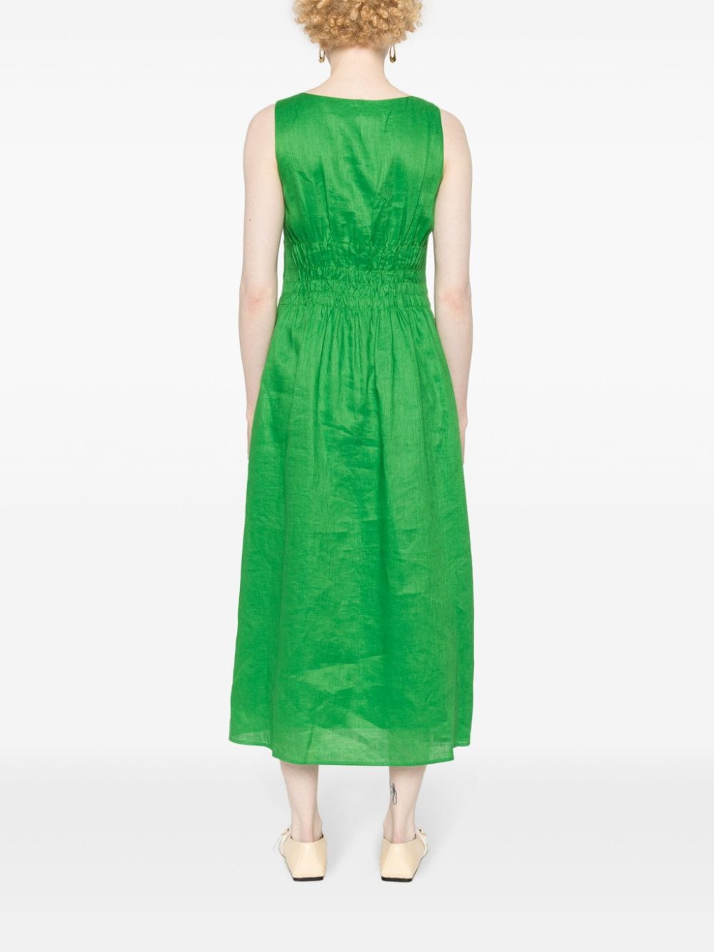 Tory Burch Pleated Linen Dress In Green - 55% Off | Editorialist Tory Burch Pleated Linen Dress In Green - 55% Off | Editorialist