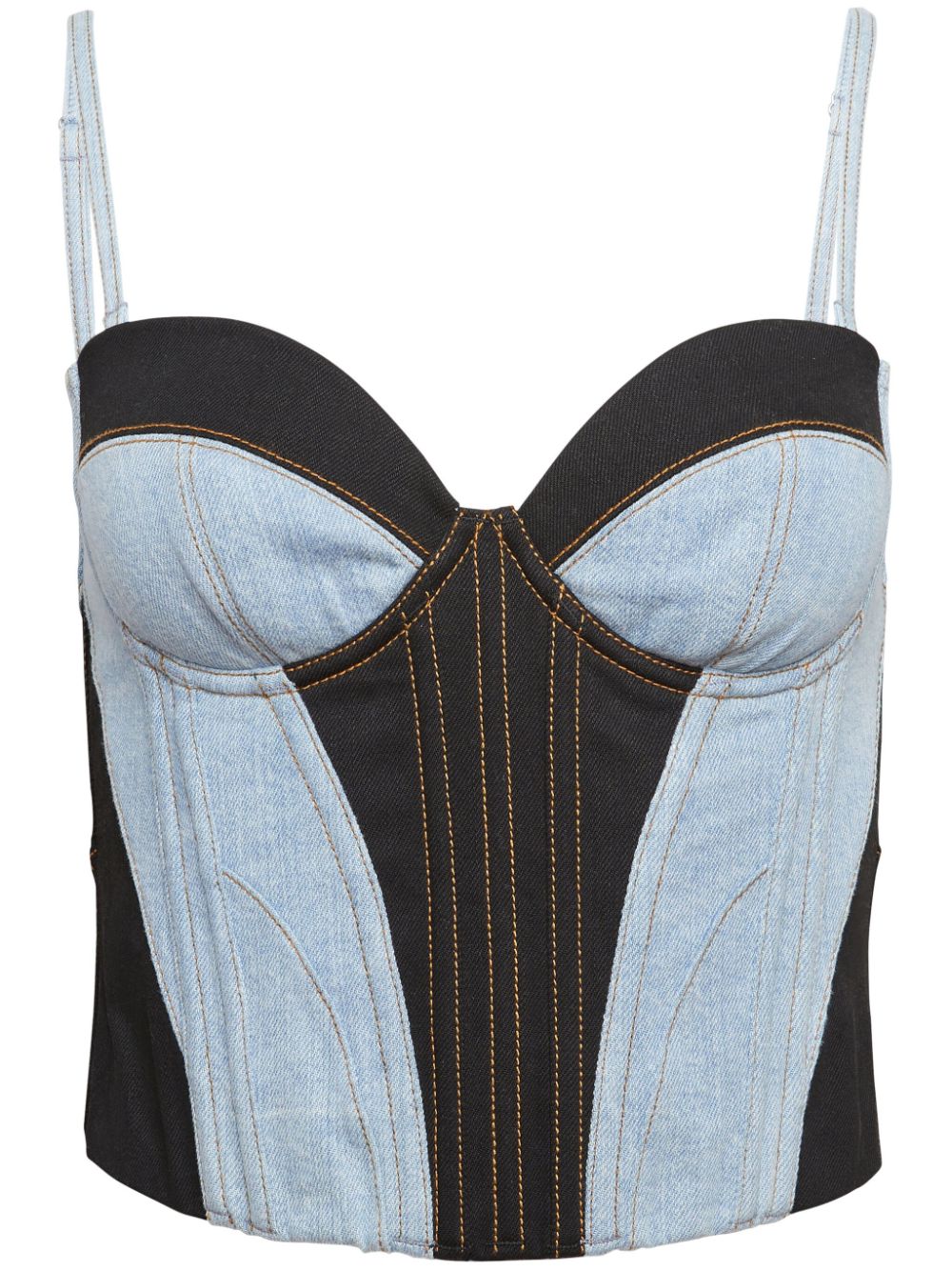 FLEUR DU MAL Fleur Du Mal Two-Tone Denim Bustier
