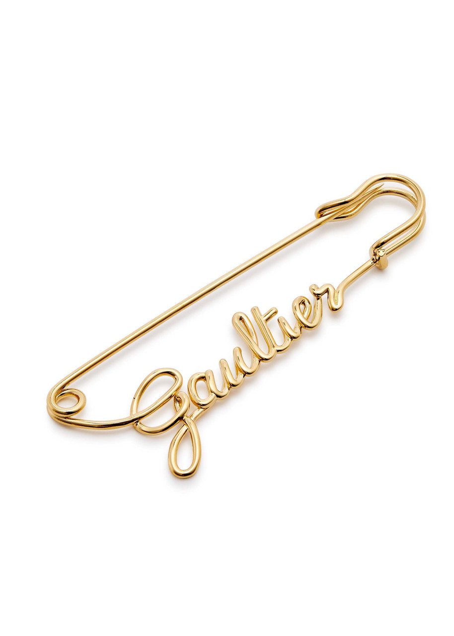 Jean Paul Gaultier ブローチ Jean Paul Gaultier Safety Pin Logo Metal Brooch In Gold - 42% Off