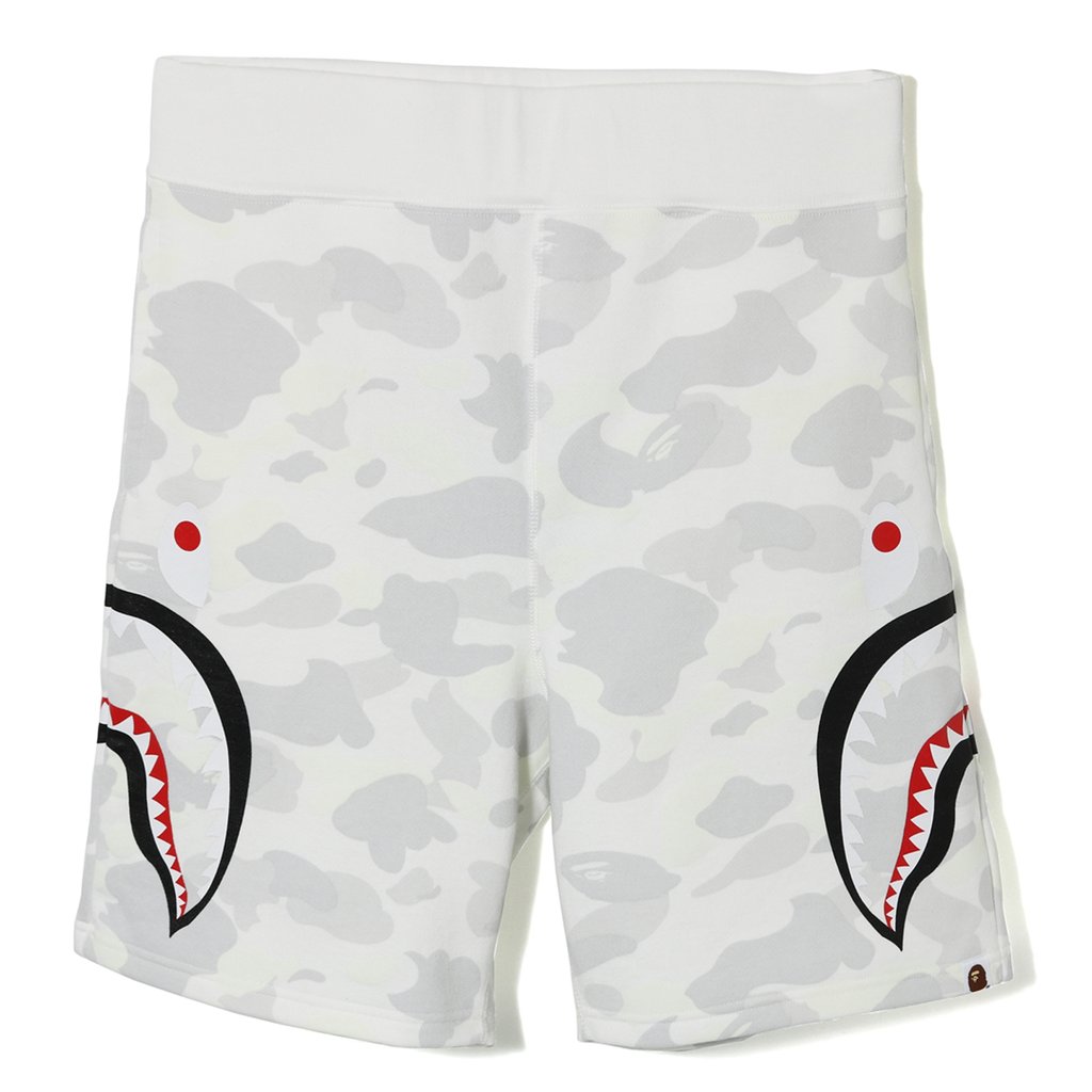A Bathing Ape City Camo Side Shark Sweat Shorts - White | Editorialist