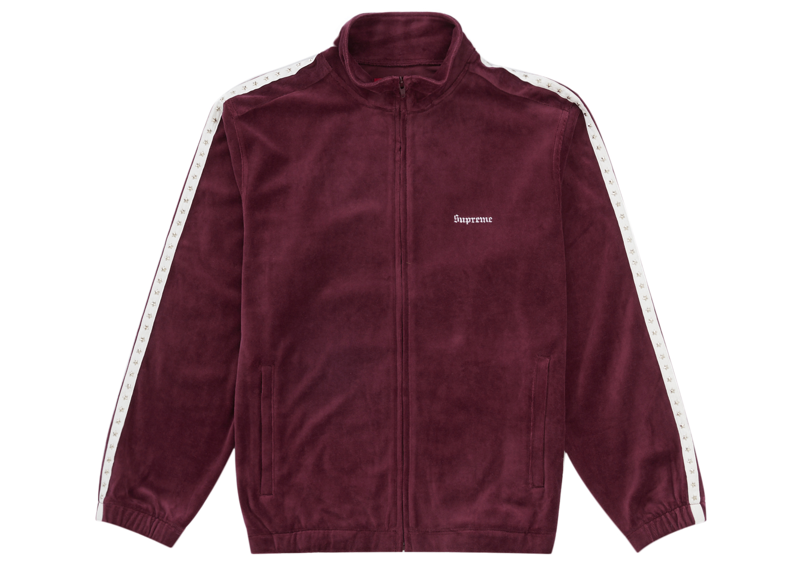 Supreme Studded Velour Track Jacket - Burgundy | Editorialist
