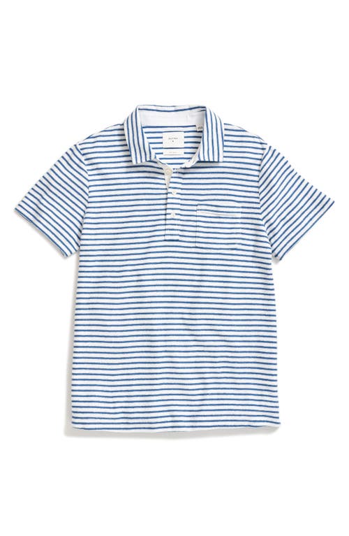 Billy Reid Reverse Stripe Hemp Cotton Polo Dark Blue