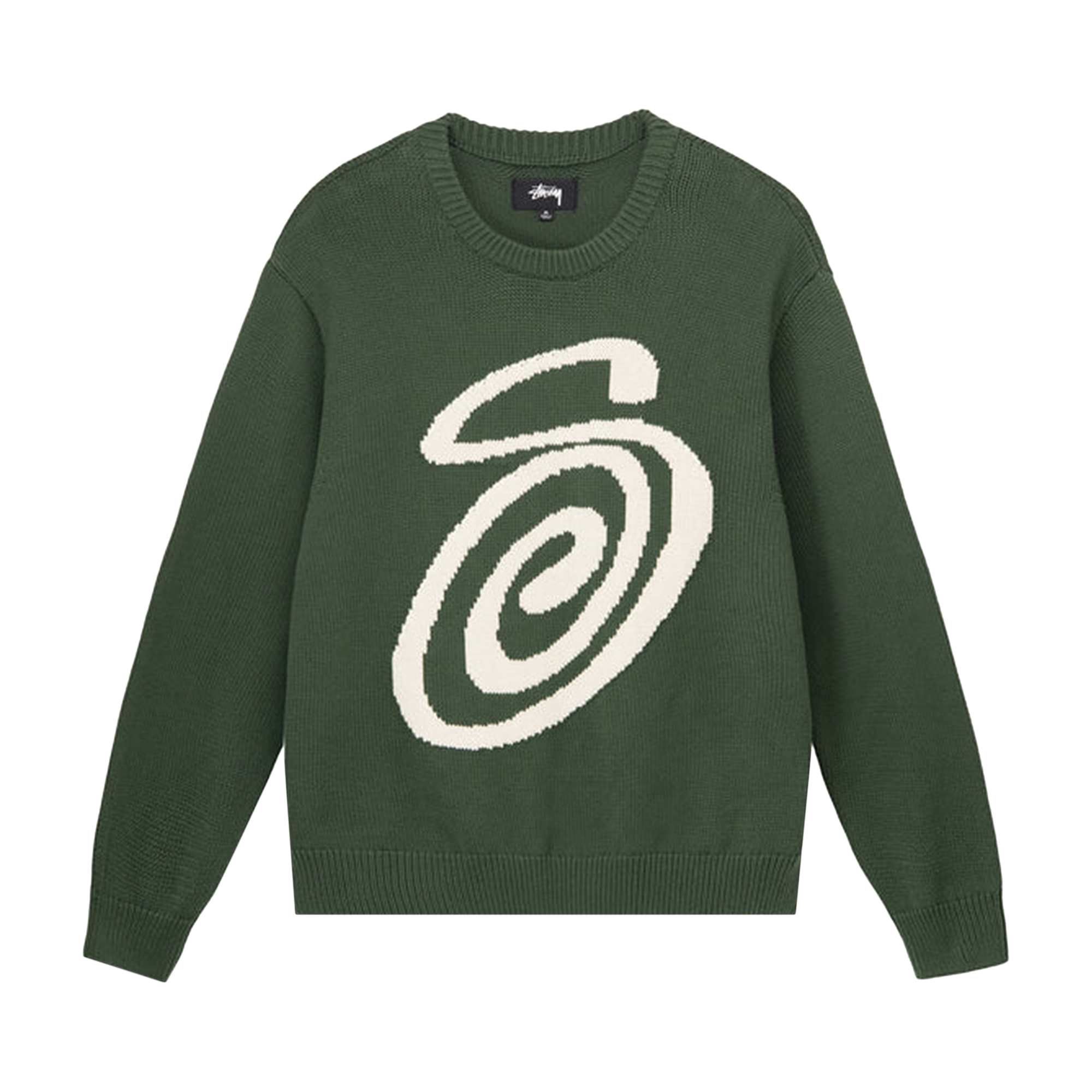 StüSsy Curly S Sweater - Green | Editorialist