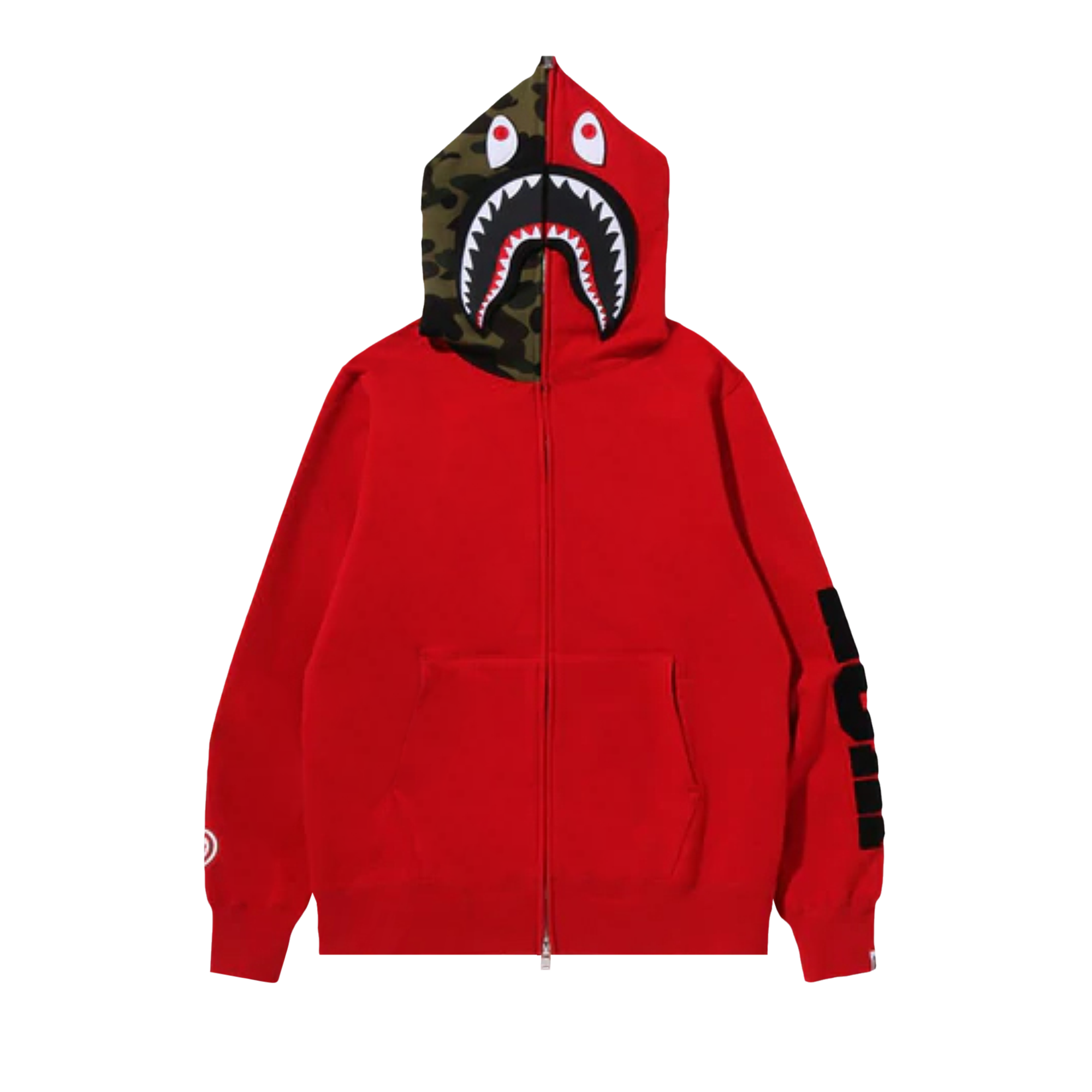 A Bathing Ape Detachable Shark Full Zip Hoodie - Red | Editorialist