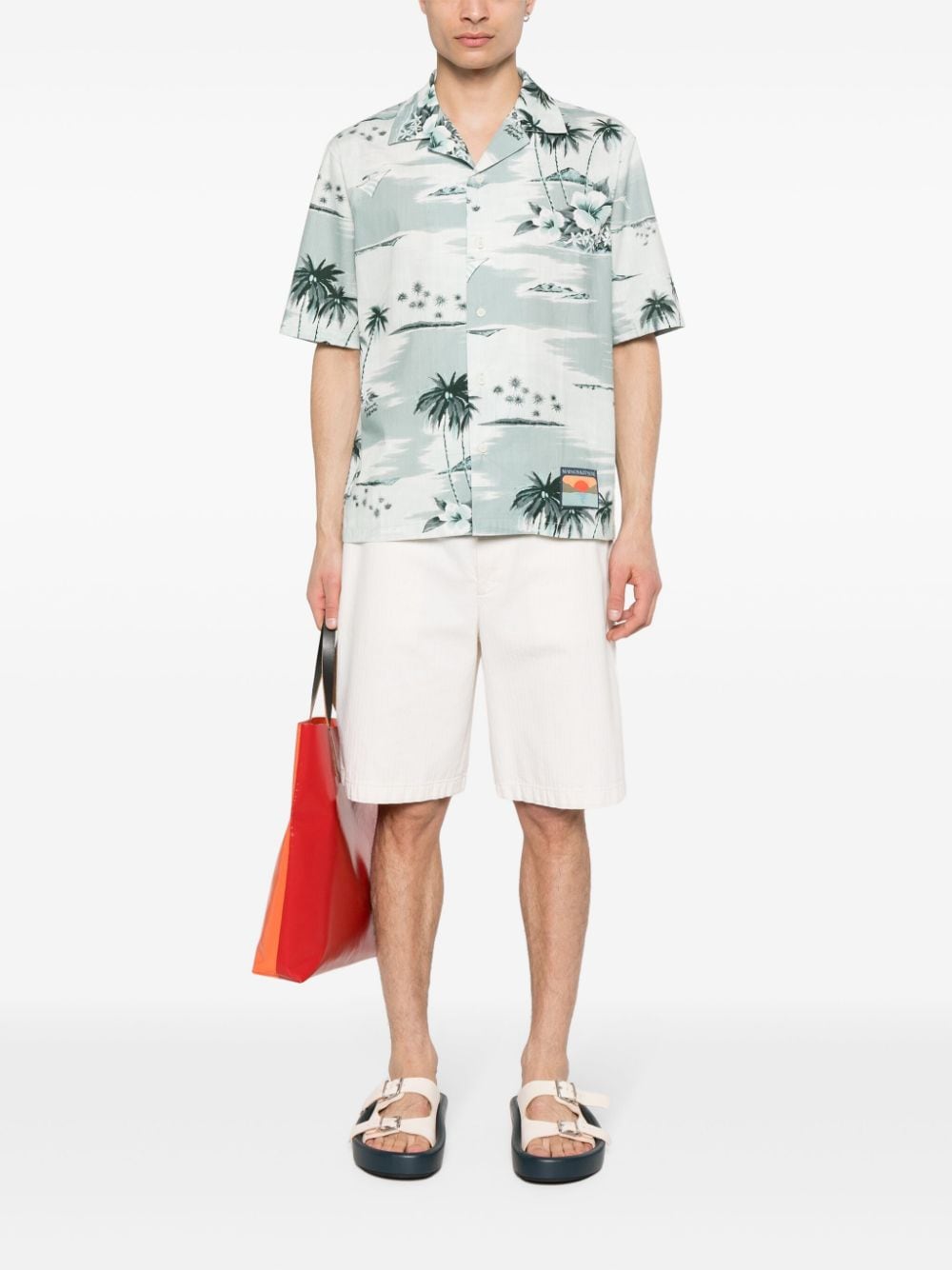 MAISON KITSUNÉ island-print bowling shirt