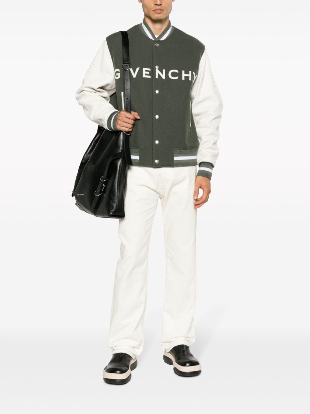 GIVENCHY logo-embroidered button-up varsity jacket