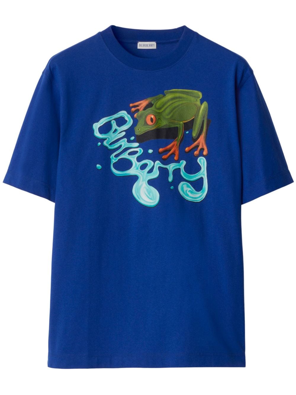 Burberry Frog Crew-Neck Cotton T-Shirt In Blue - 50% Off