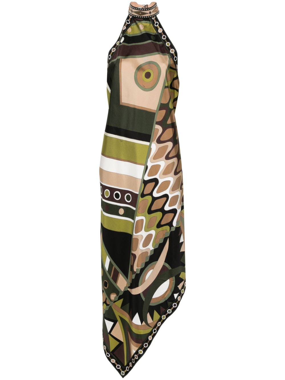 Emilio Pucci Geometric Silk Maxi Dress - Green | Editorialist