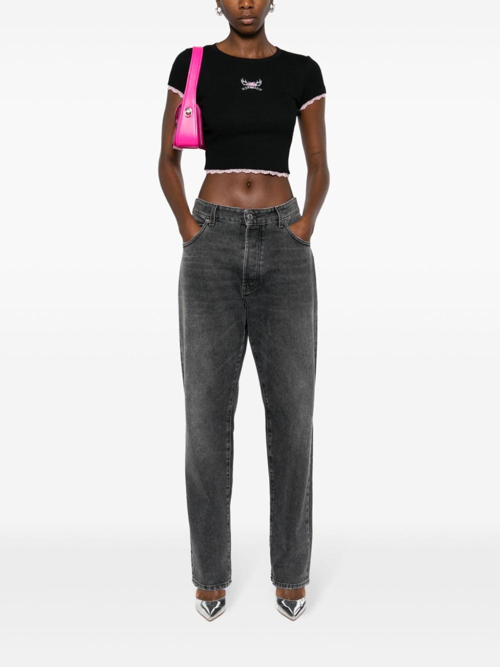 CHIARA FERRAGNI Chiara Ferragni punk logo-print ribbed top