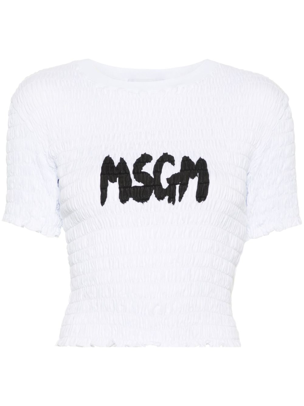 MSGM MSGM logo-print smocked T-shirt