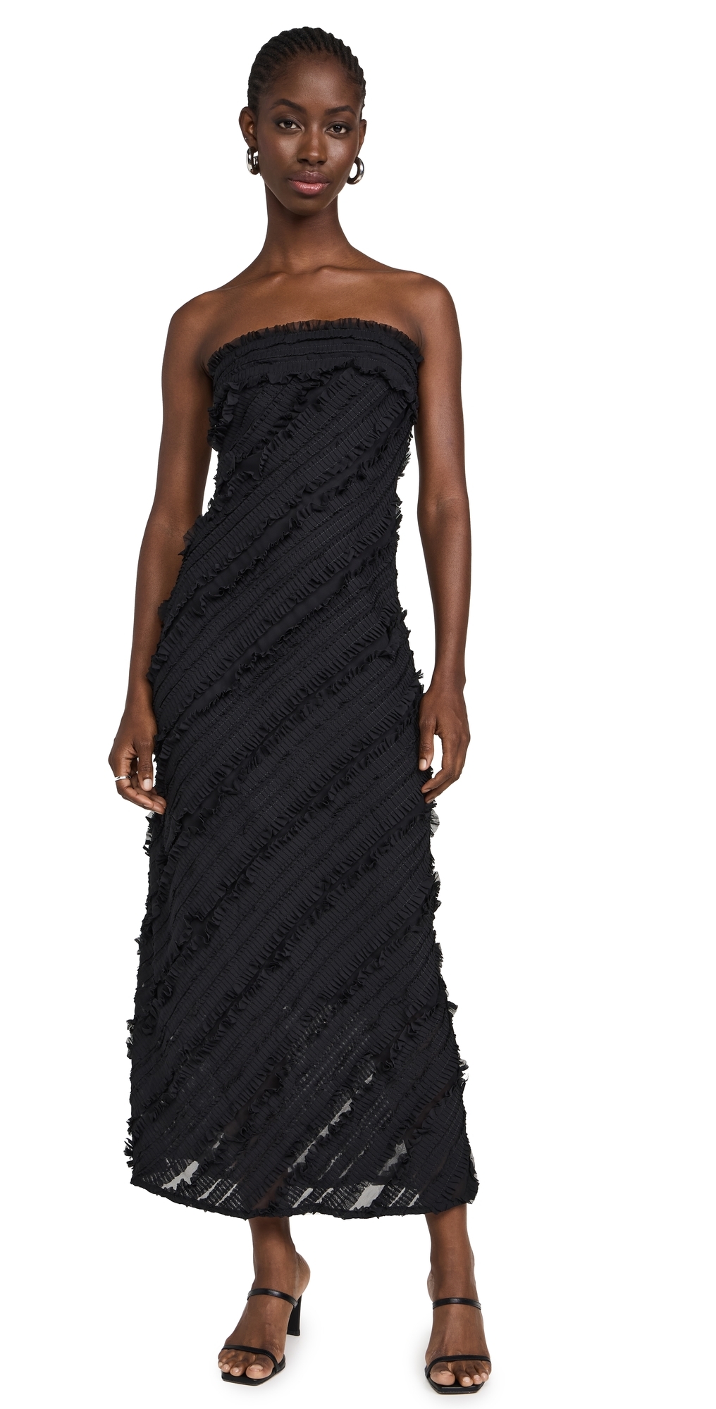 green emerald velvet dress Cassia Strapless Sequin Rose Midi Dress - Gold