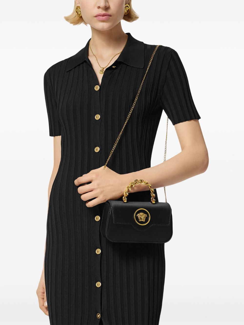 VERSACE Versace La Medusa Satin Mini Bag